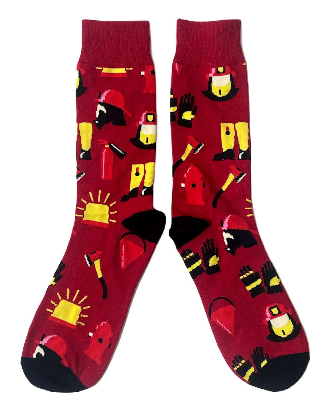 Mens Red Fire Fighter Fireman Socks & Handmade Soy Wax Melts Boxed Gift ...