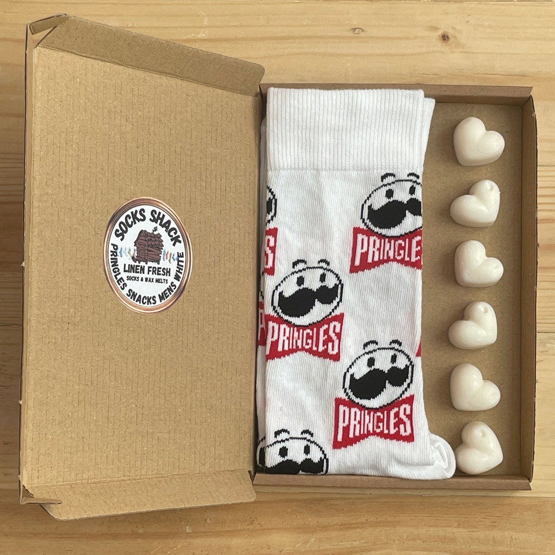 Pringles Snacks Mens White Socks & Handmade Soy Wax Melts Boxed Gift ...
