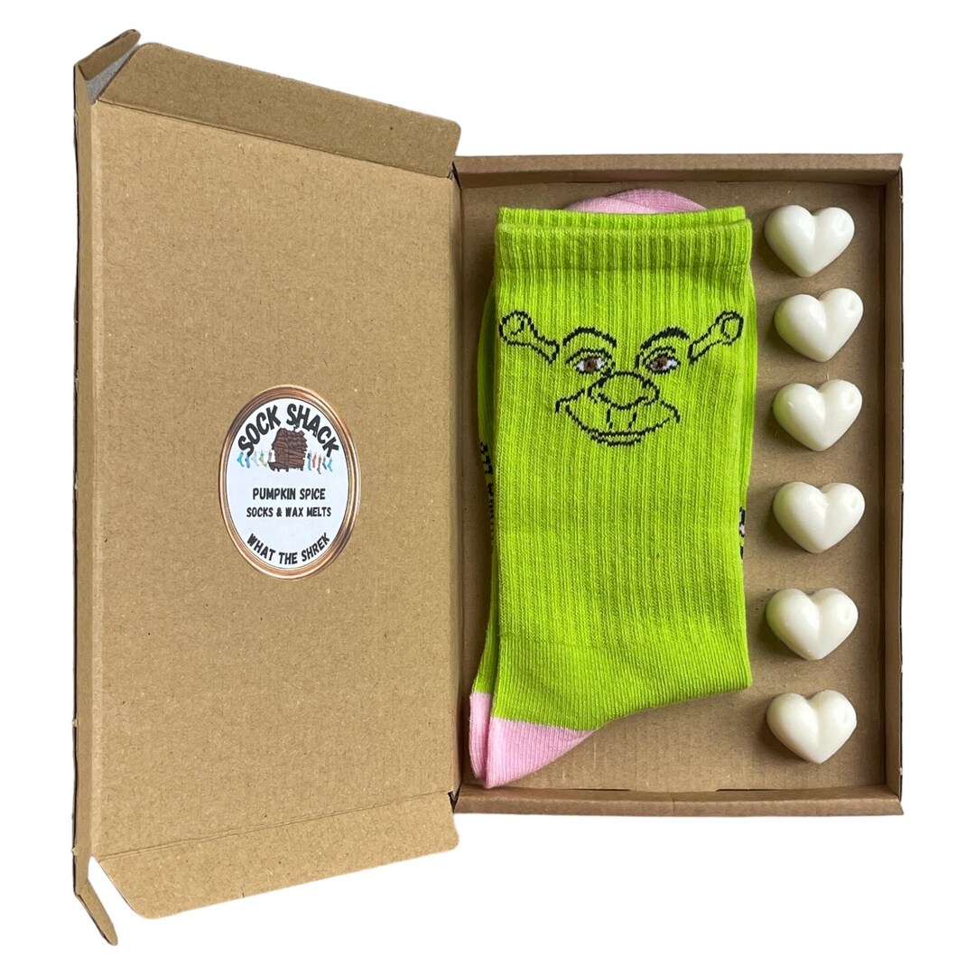 Ladies Green Shrek Face 'what the Shrek' Socks & Handmade Soy Wax Melts ...