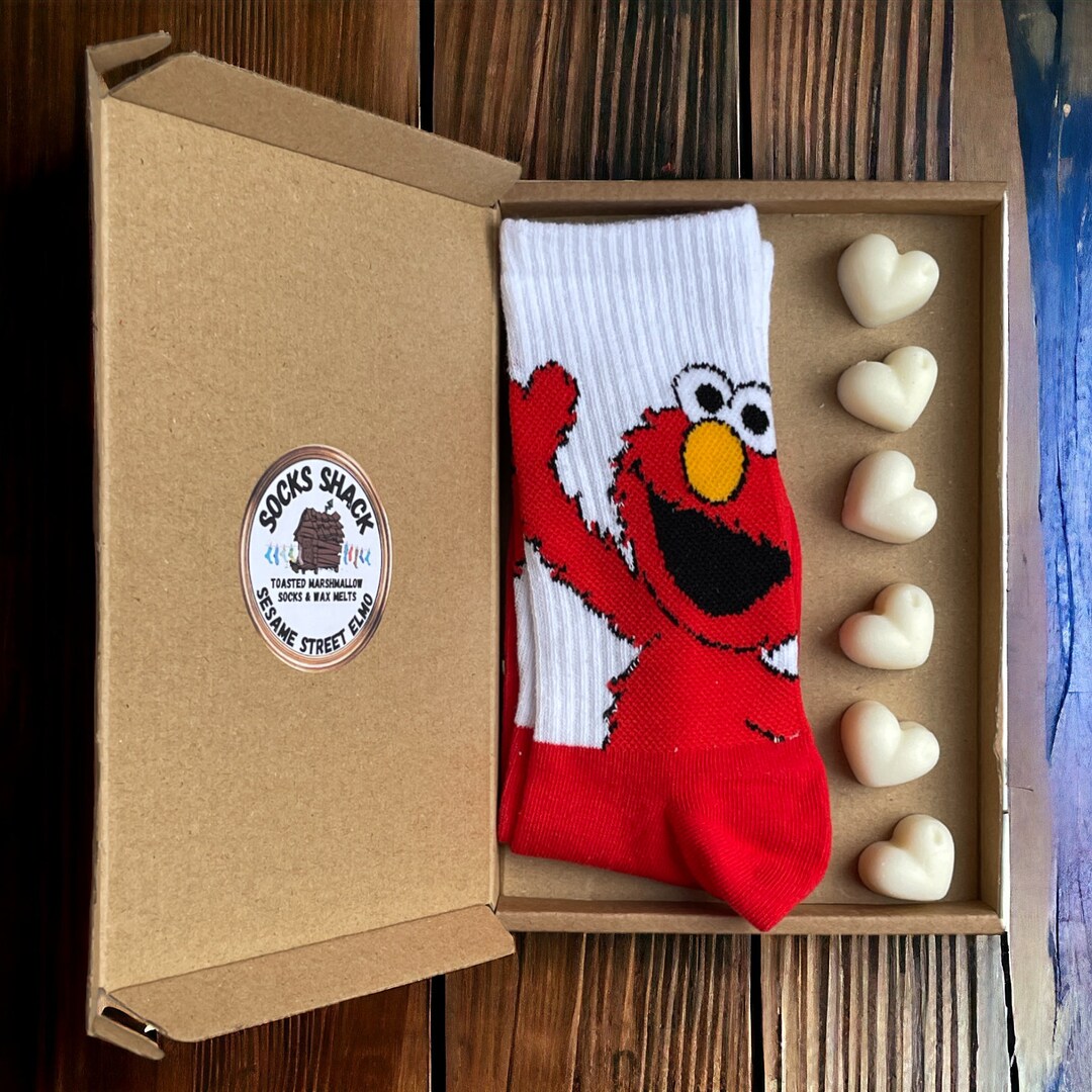 Ladies Sesame Street Elmo White Rib Socks & Handmade Soy Wax Melts ...