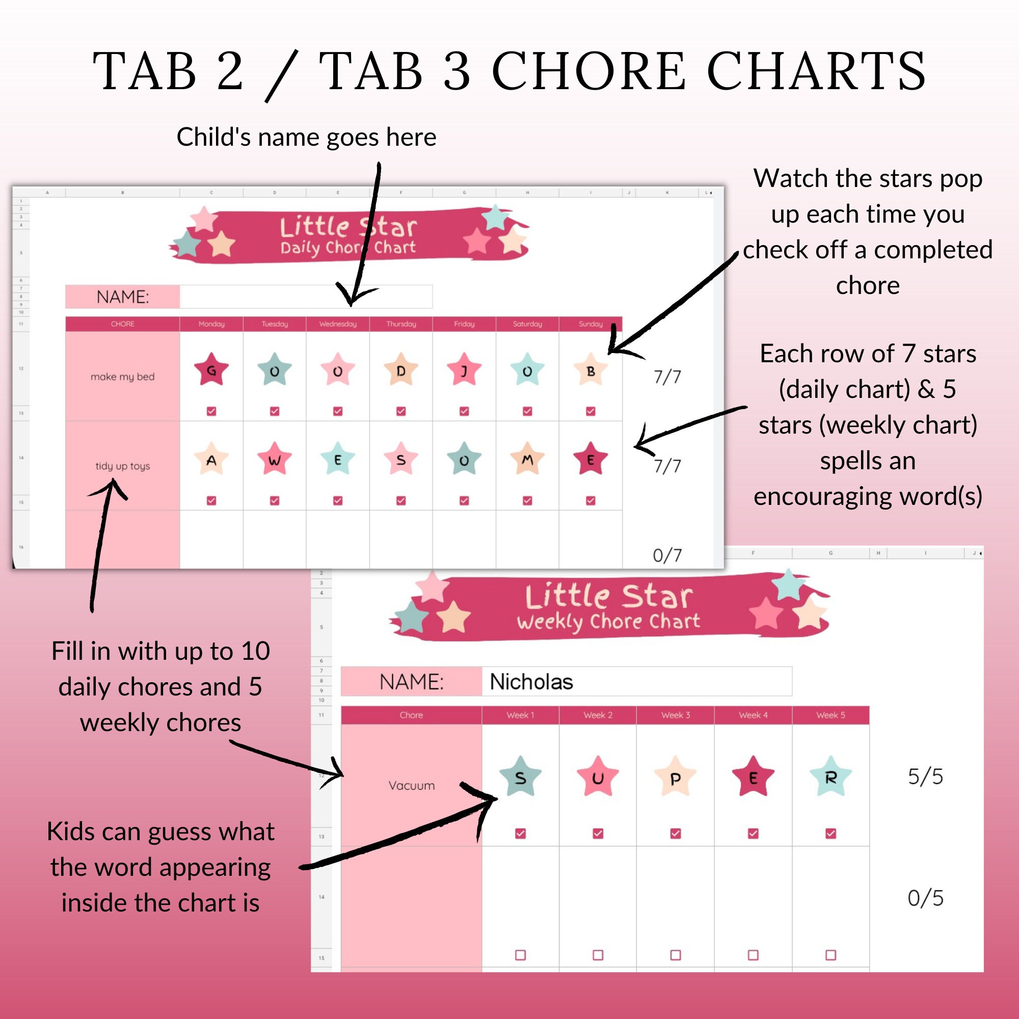Kids Chore Chart Spreadsheet, Digital Chore Chart, Google Sheets ...