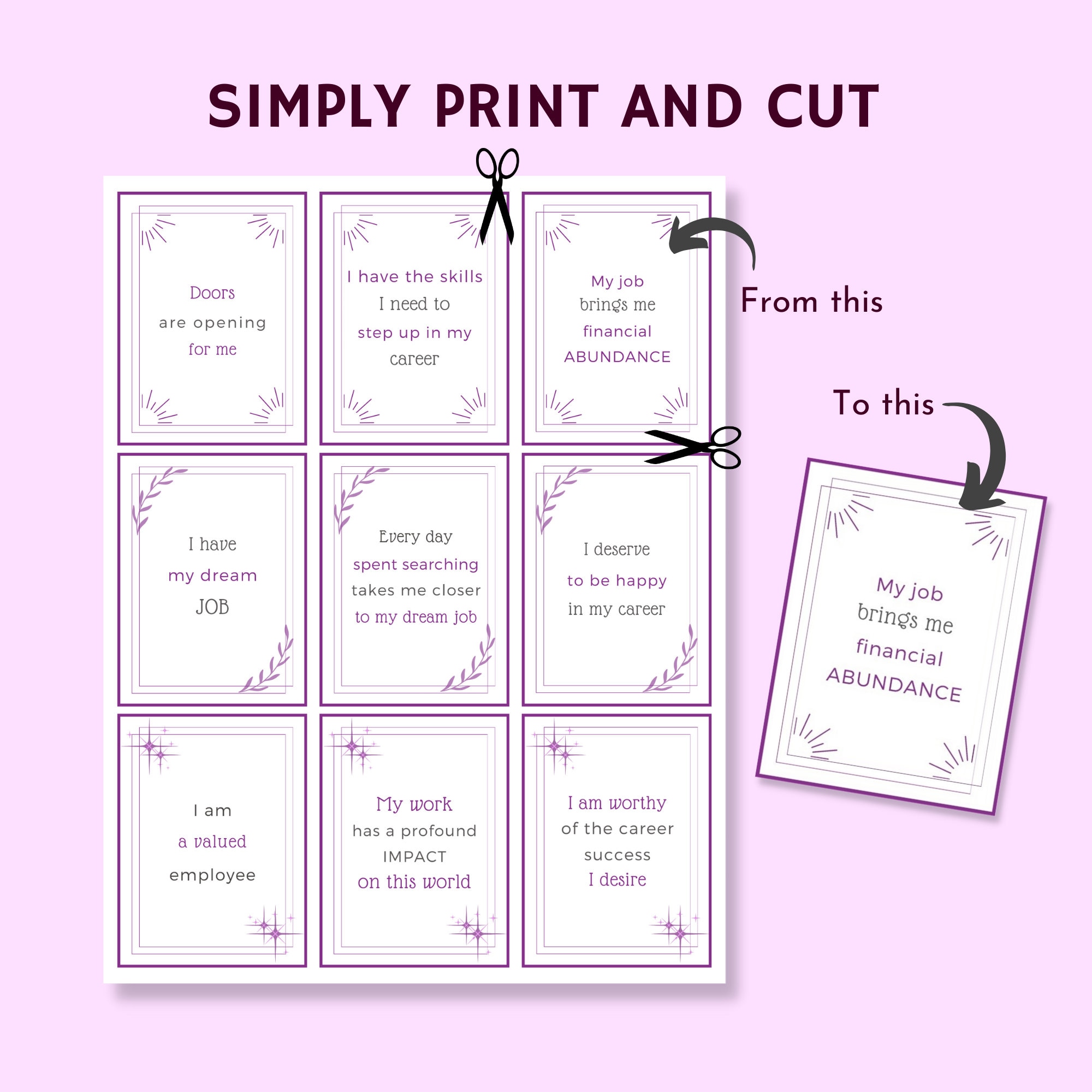 Work and Career Affirmation Cards Printable, Motivational Cards, Career ...