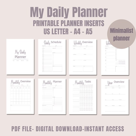 Minimalist Printable Planner Daily Weekly Monthly Year | Etsy