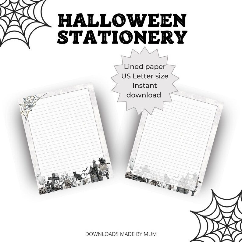 Halloween Stationery Printable, Halloween Bookmarks, Halloween Papers ...