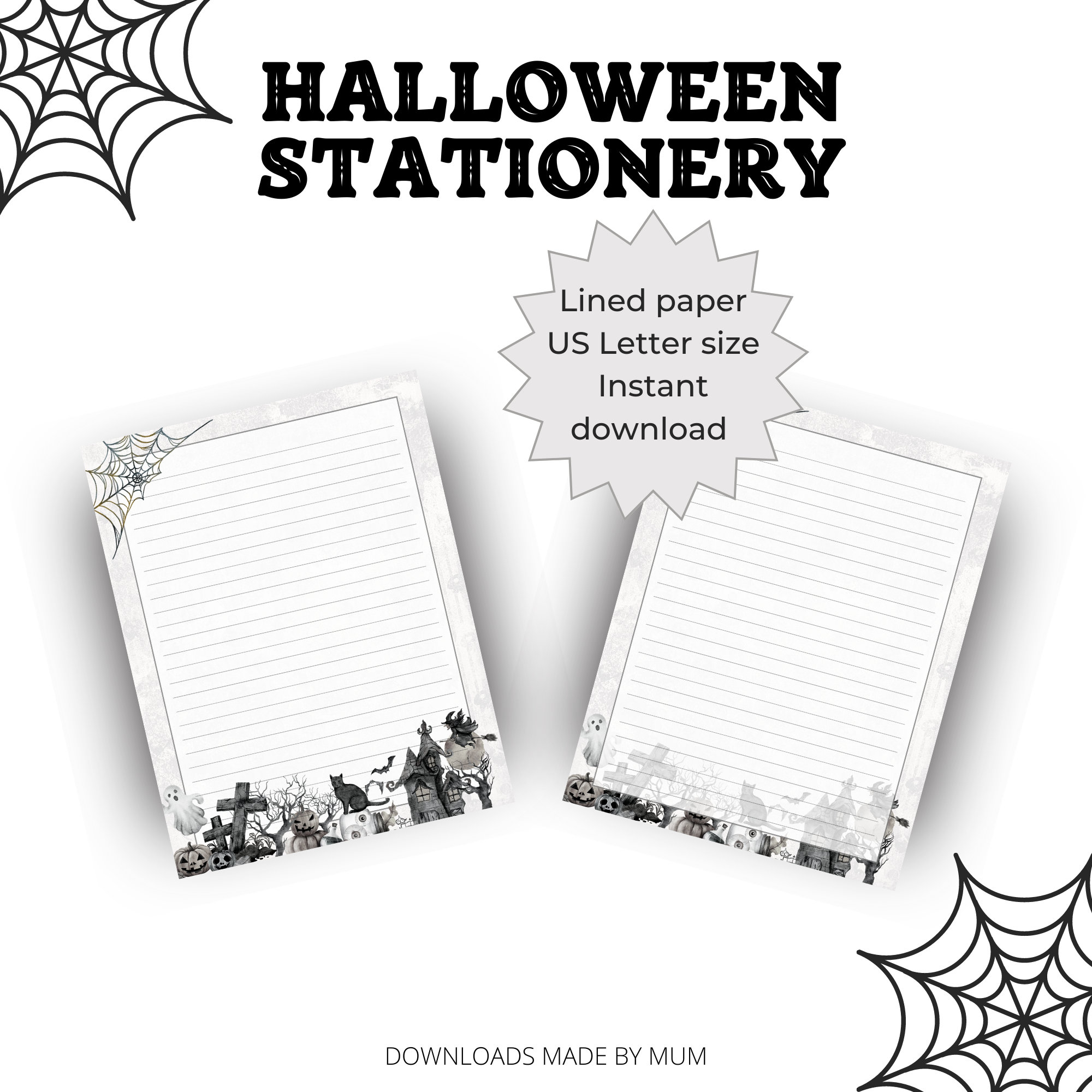 Halloween Stationery Printable, Halloween Bookmarks, Halloween Papers ...