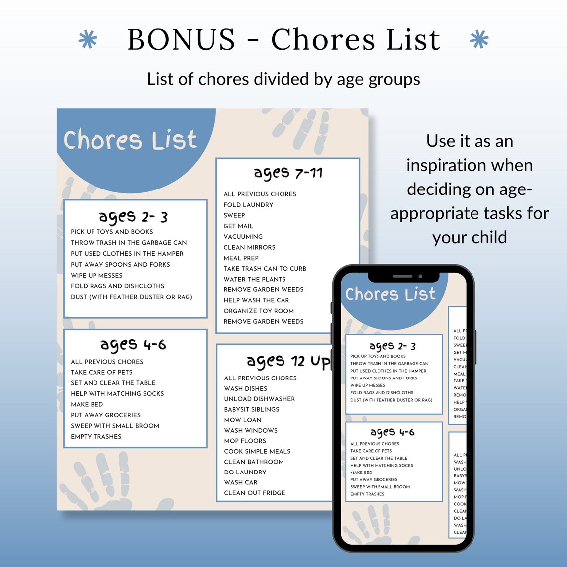 Kids Chore Chart Spreadsheet, Digital Chore Chart, Google Sheets ...