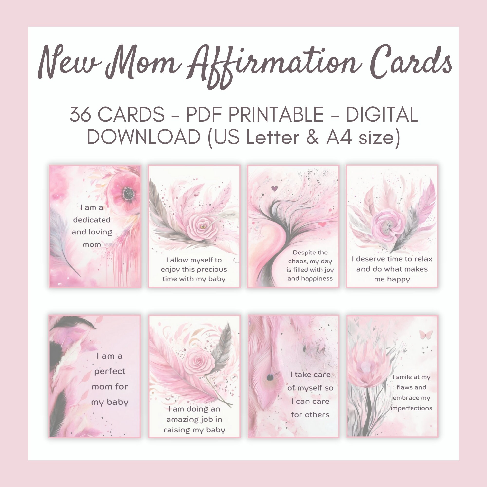 New Moms Affirmation Cards, Positive Affirmation Cards, New Mom Self ...