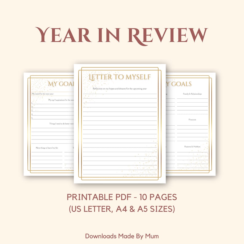 Year in Review Printable, Annual Review, Goal Setting, New Year's ...