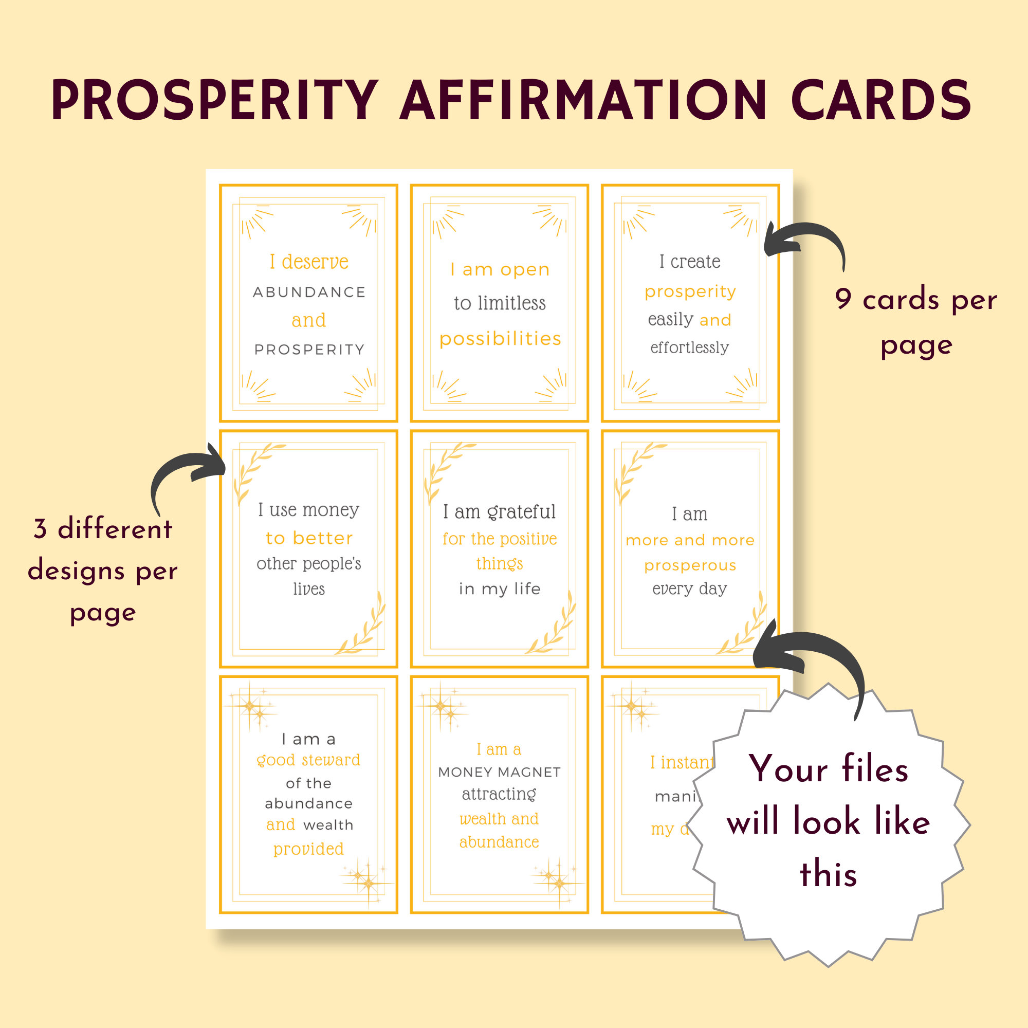 Prosperity Printable Affirmation Cards, Positive Affirmation Cards ...