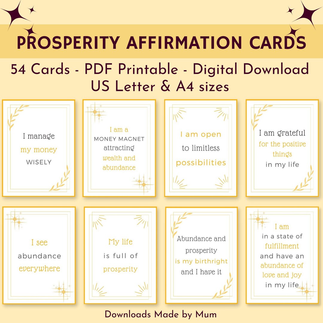 Prosperity Printable Affirmation Cards Positive Affirmation - Etsy