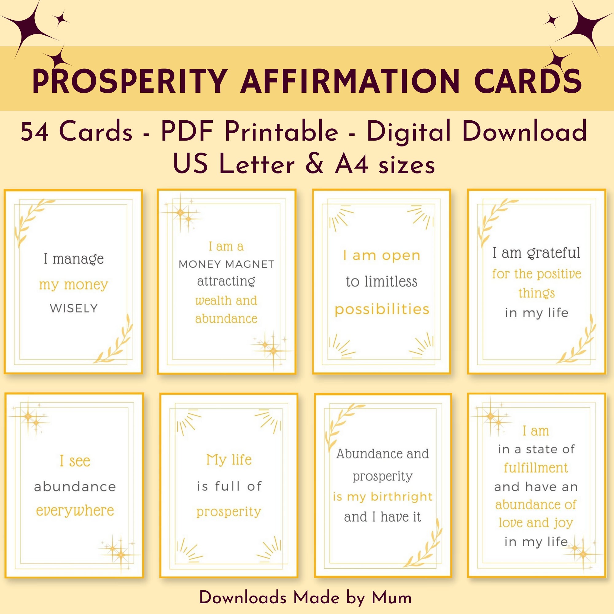 Prosperity Printable Affirmation Cards Positive Affirmation - Etsy