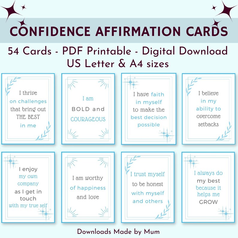 Confidence Printable Affirmation Cards Positive Affirmation - Etsy
