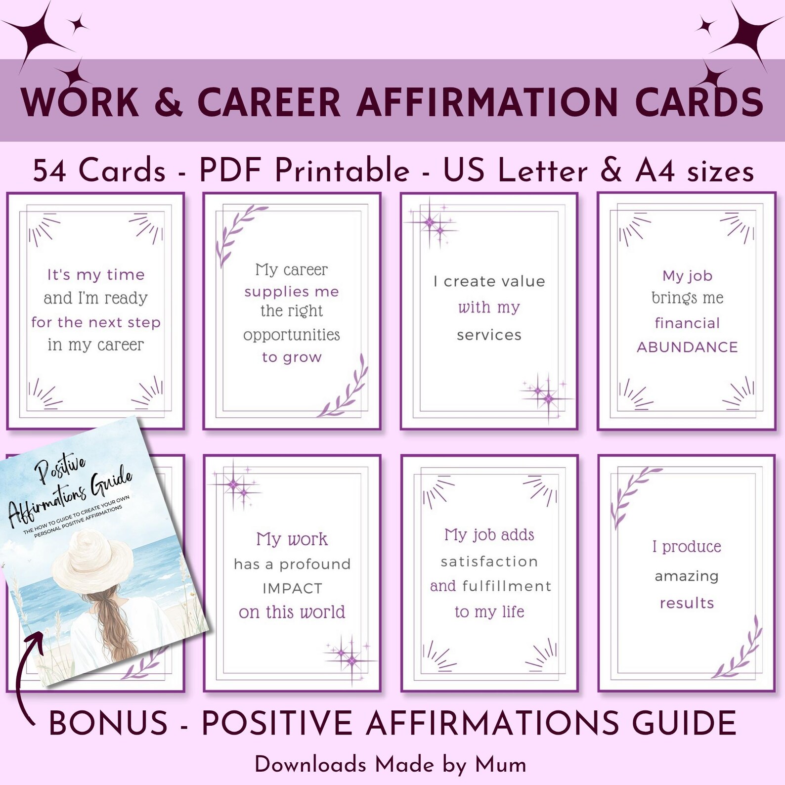 Work and Career Affirmation Cards Printable, Motivational Cards, Career ...