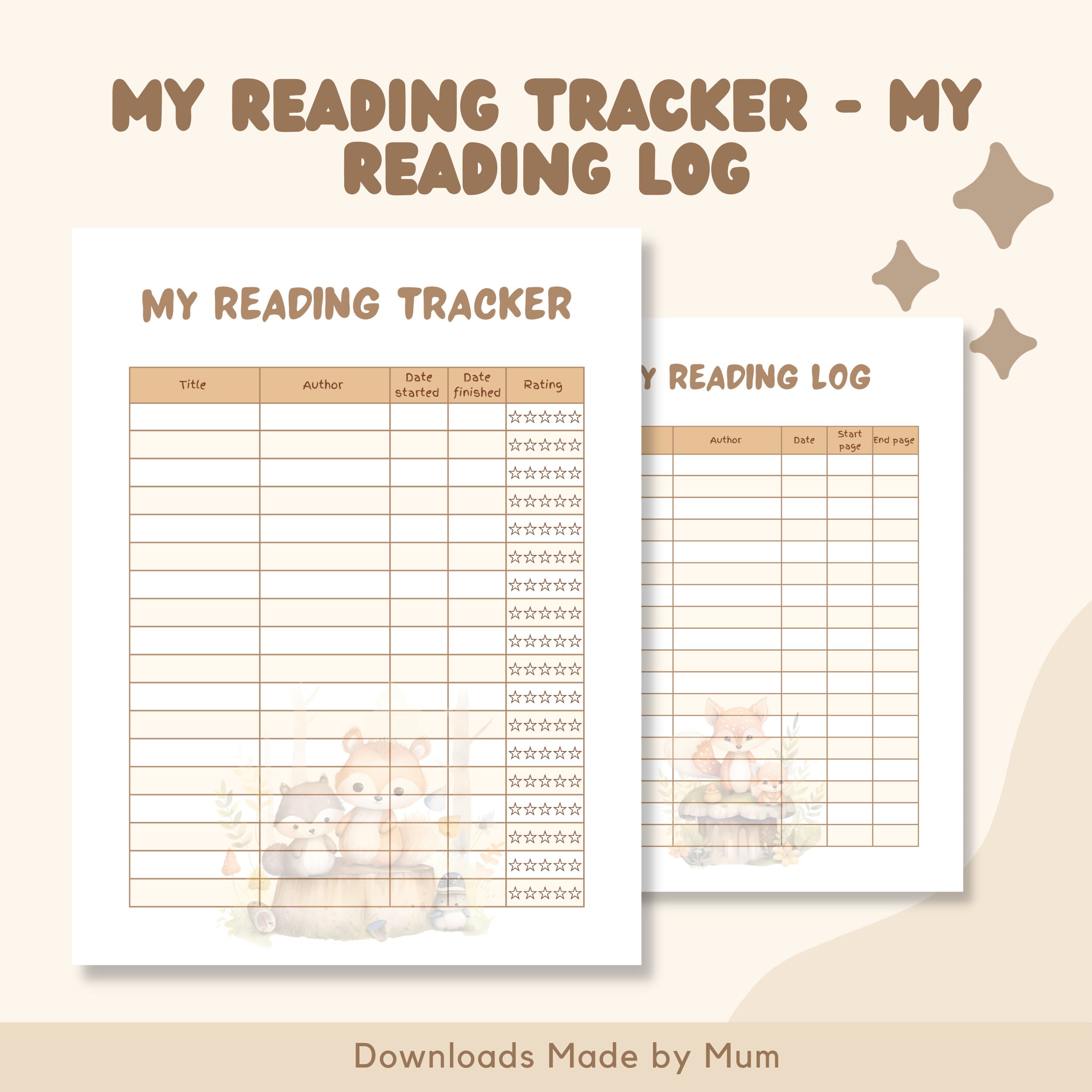 Reading Log for Kids Printable Kids Book Tracker Reading - Etsy