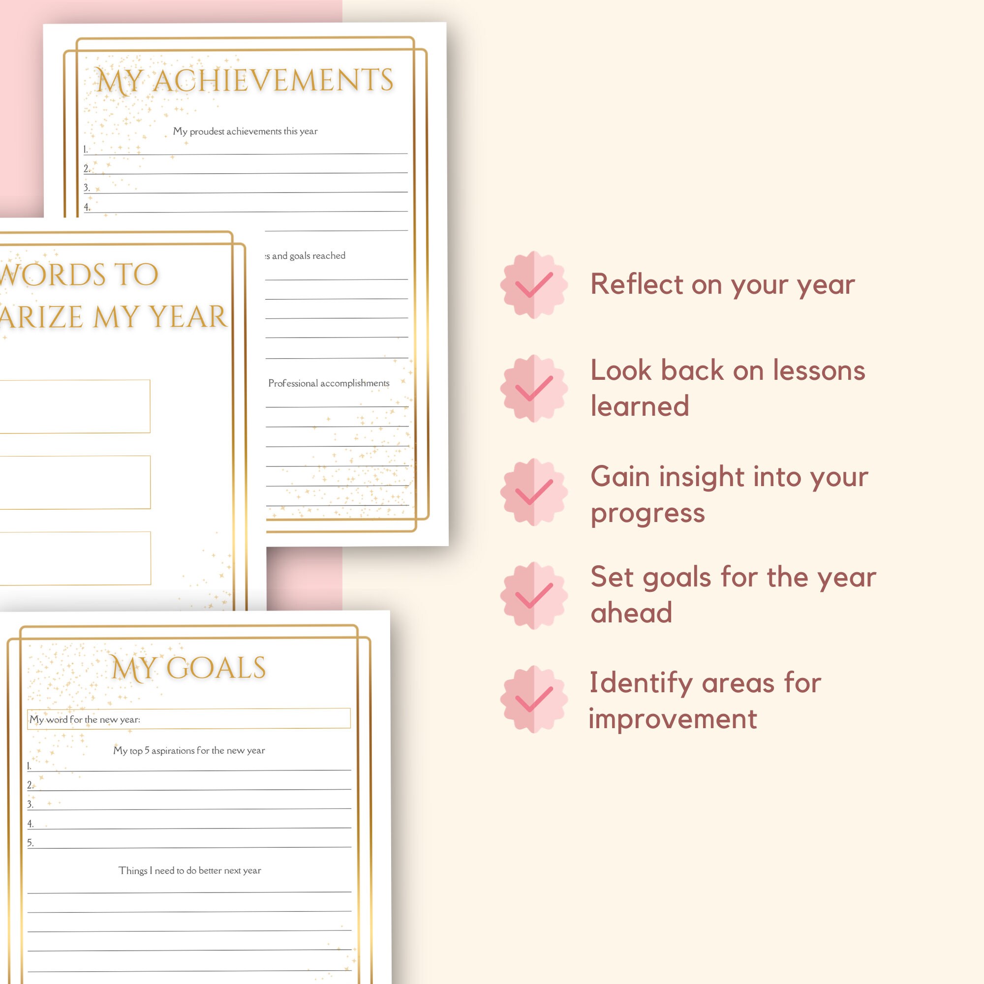 Year in Review Printable, Annual Review, Goal Setting, New Year's ...
