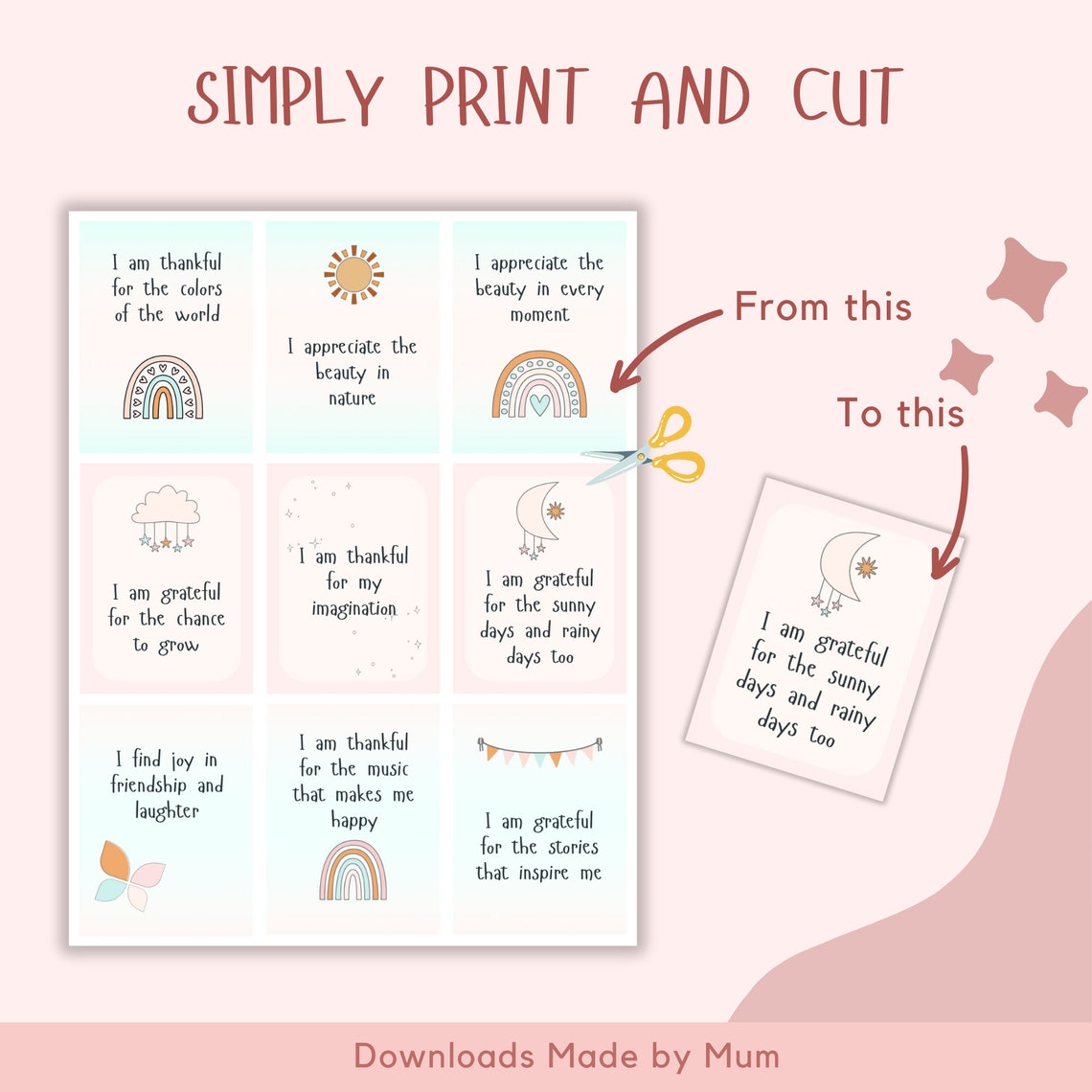 Kids Gratitude Affirmation Cards Printable, Positive Affirmations ...