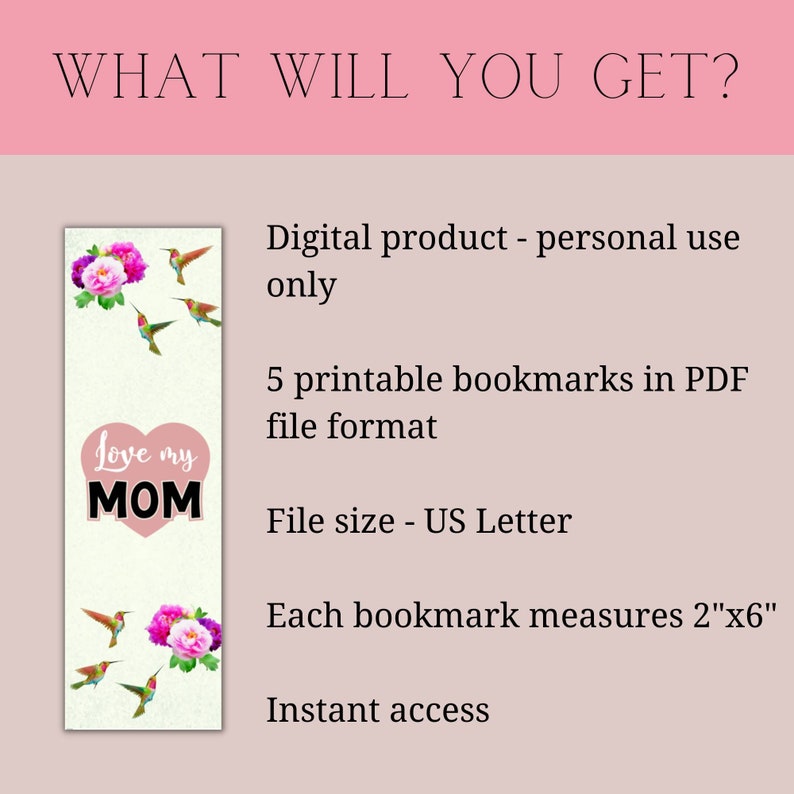 Bookmarks for Mom, Printable Bookmarks, Floral Bookmarks, Bookmarks Set ...