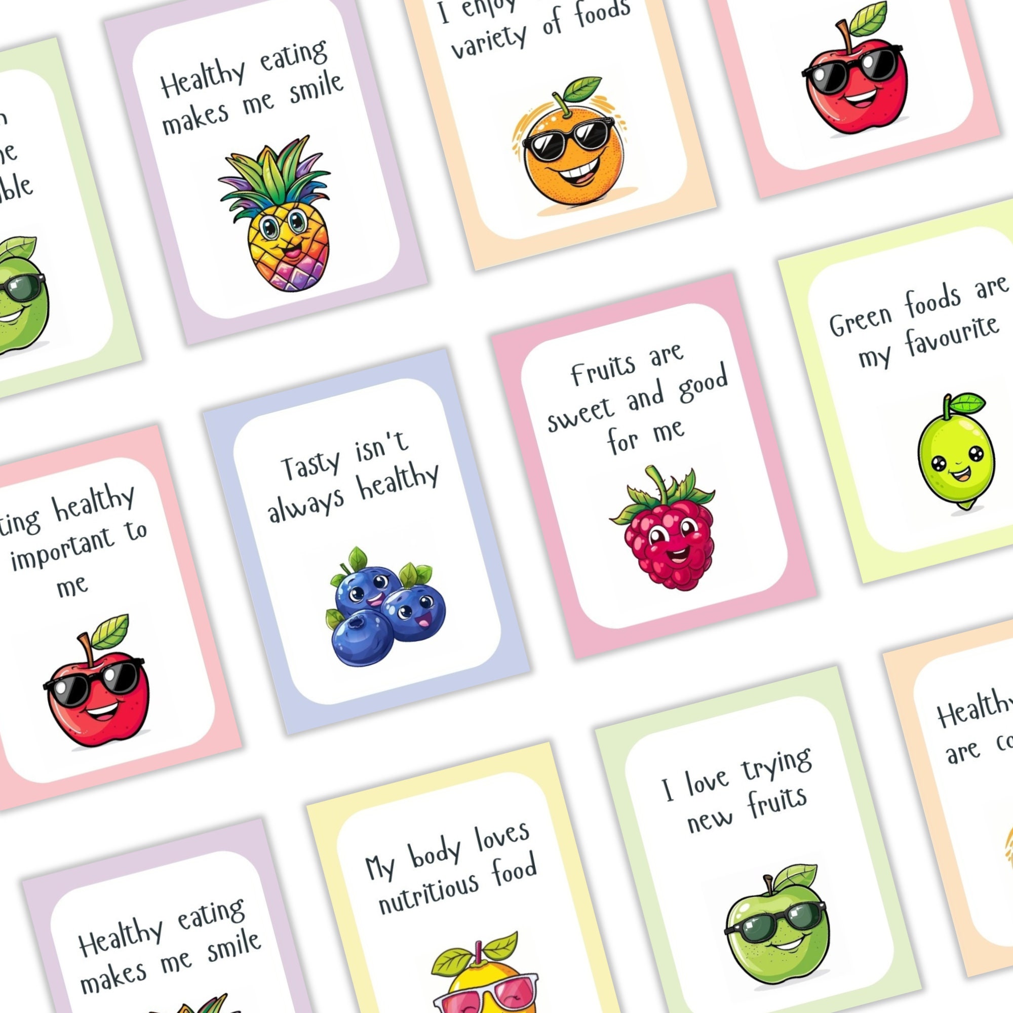 Kids Affirmation Cards for Healthy Eating, Encouragement Cards for ...