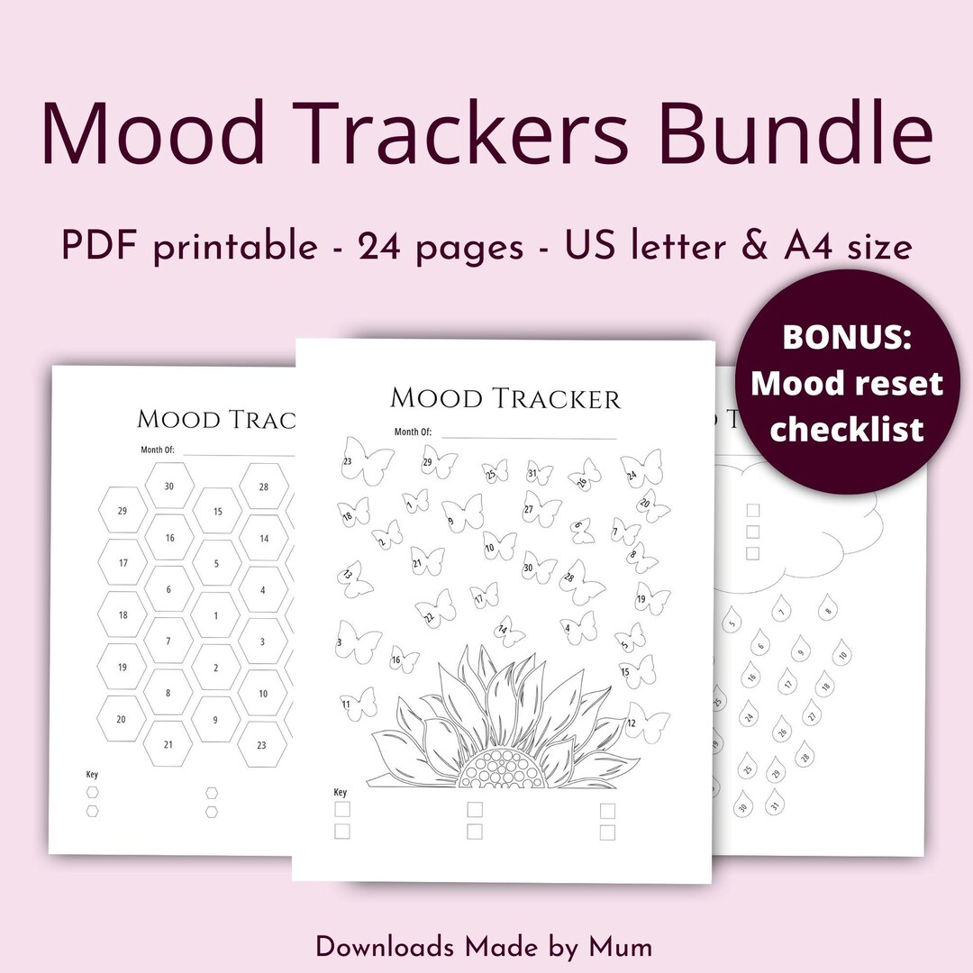 Printable Mood Tracker Bundle, Emotion Tracker, Daily Mood Log ...