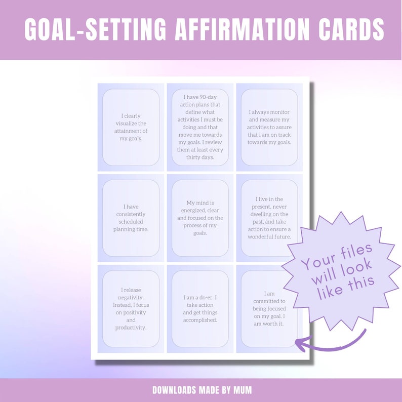 Printable Affirmation Cards Goal Setting Words of - Etsy