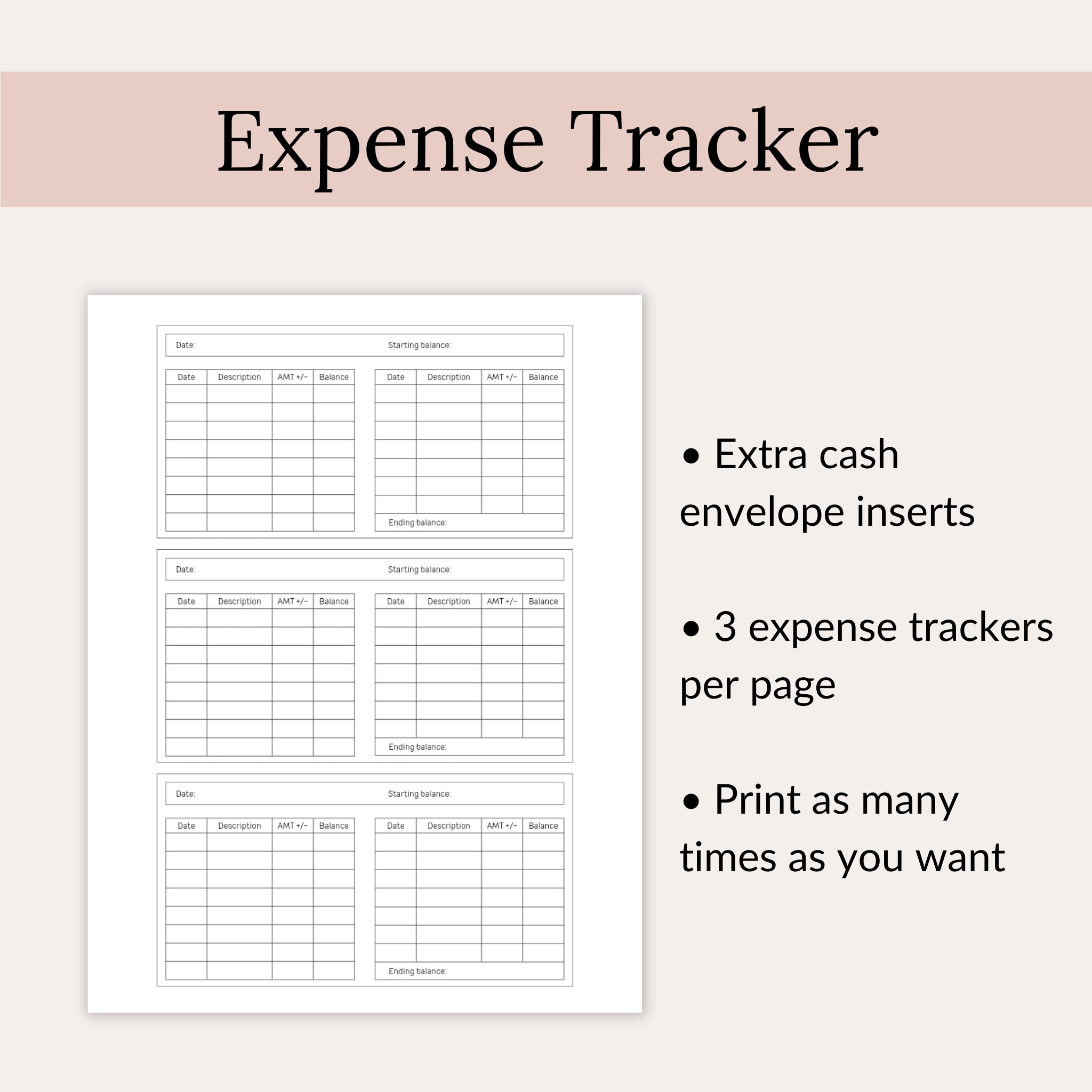Cash Envelope Printable, Cash Stuffing Envelope, Expense Tracker ...
