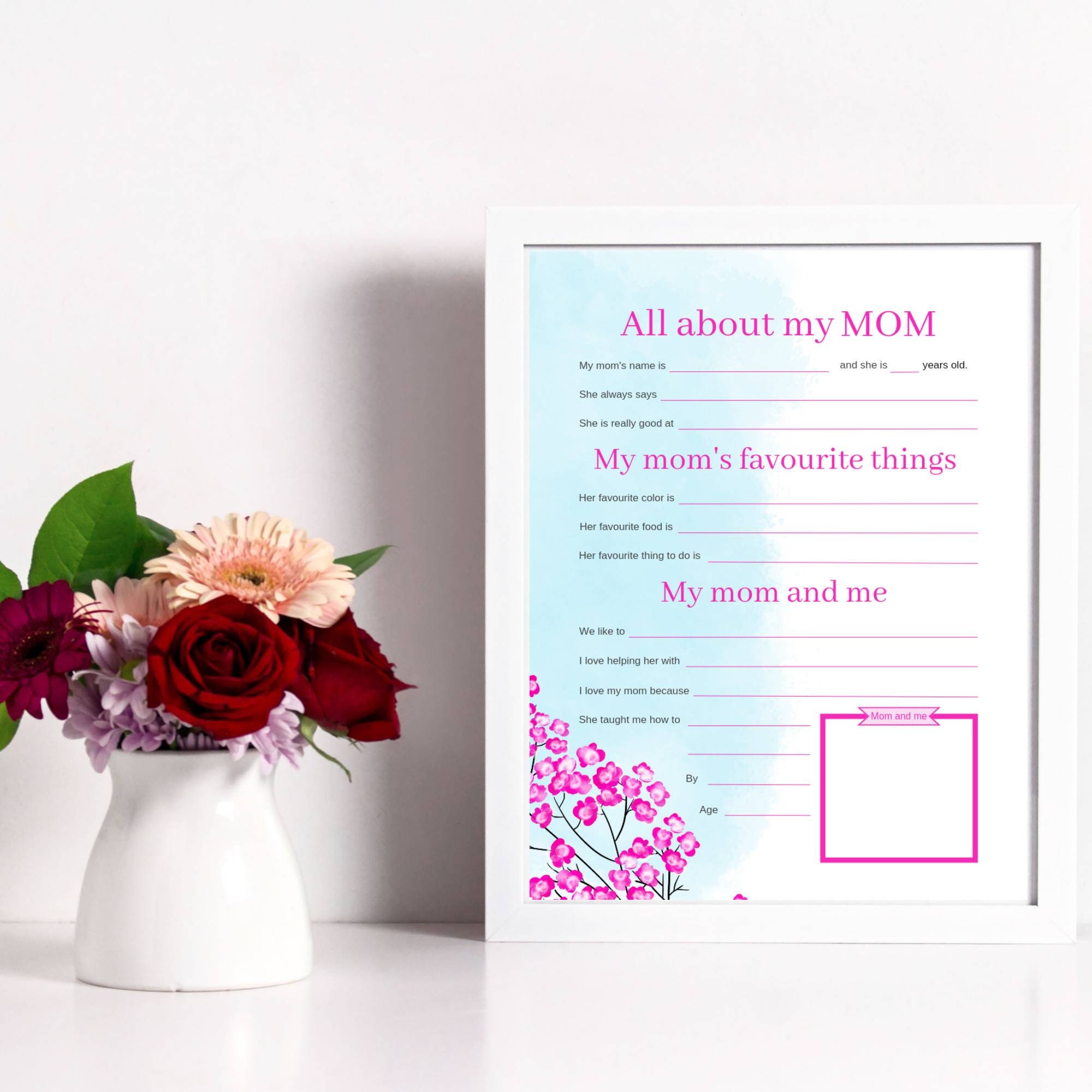 All About My Mom, Mom Gift From Kids, Keepsake for Mom, Mothers Day ...