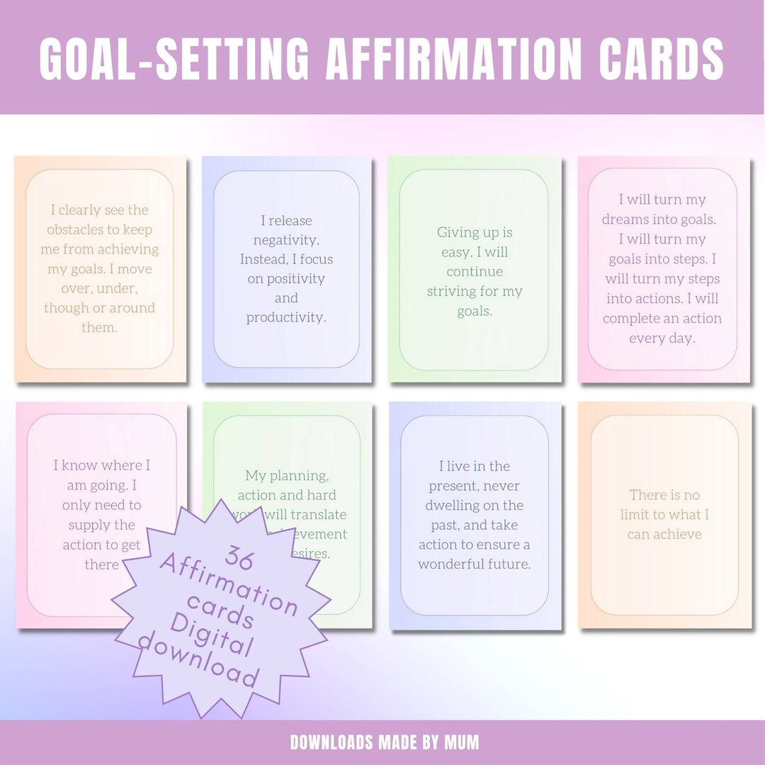 Printable Affirmation Cards, Goal Setting, Words of Affirmation, Daily ...