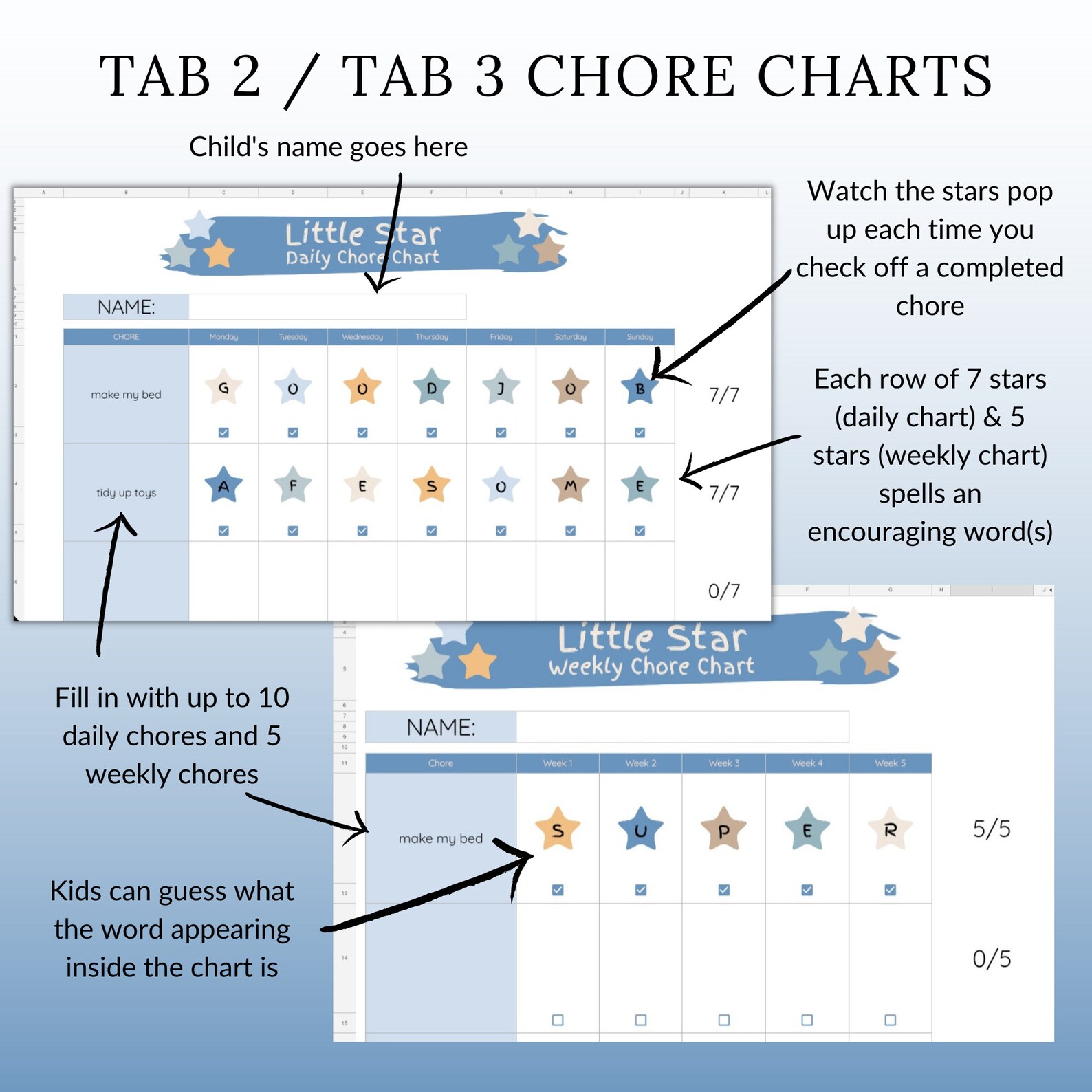 Kids Chore Chart Spreadsheet, Digital Chore Chart, Google Sheets ...