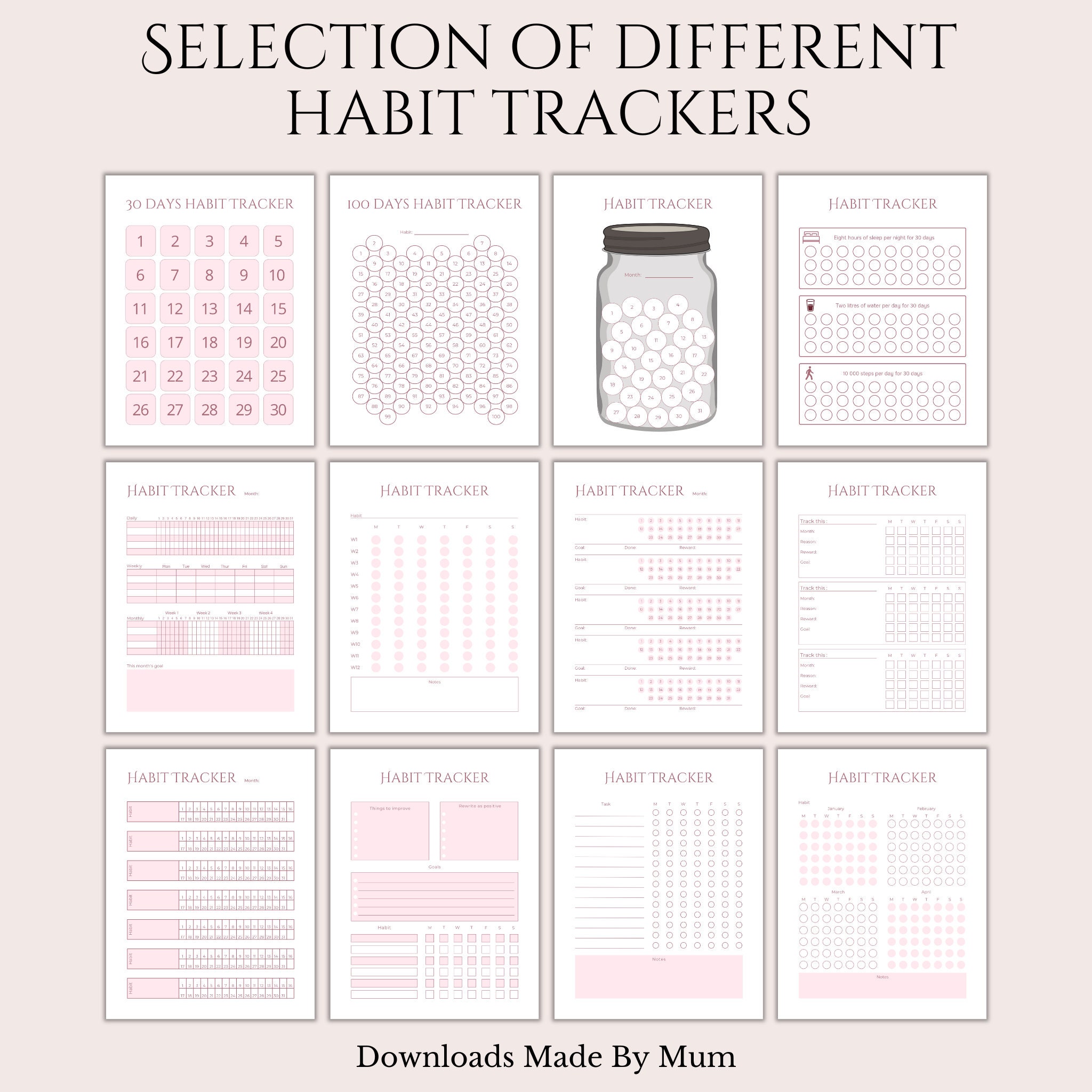 Habit Tracker Printable Bundle, Routine Tracker, Yearly, Monthly ...