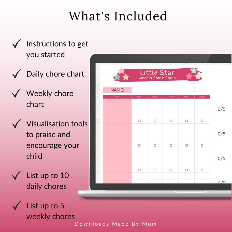 Kids Chore Chart Spreadsheet, Digital Chore Chart, Google Sheets ...