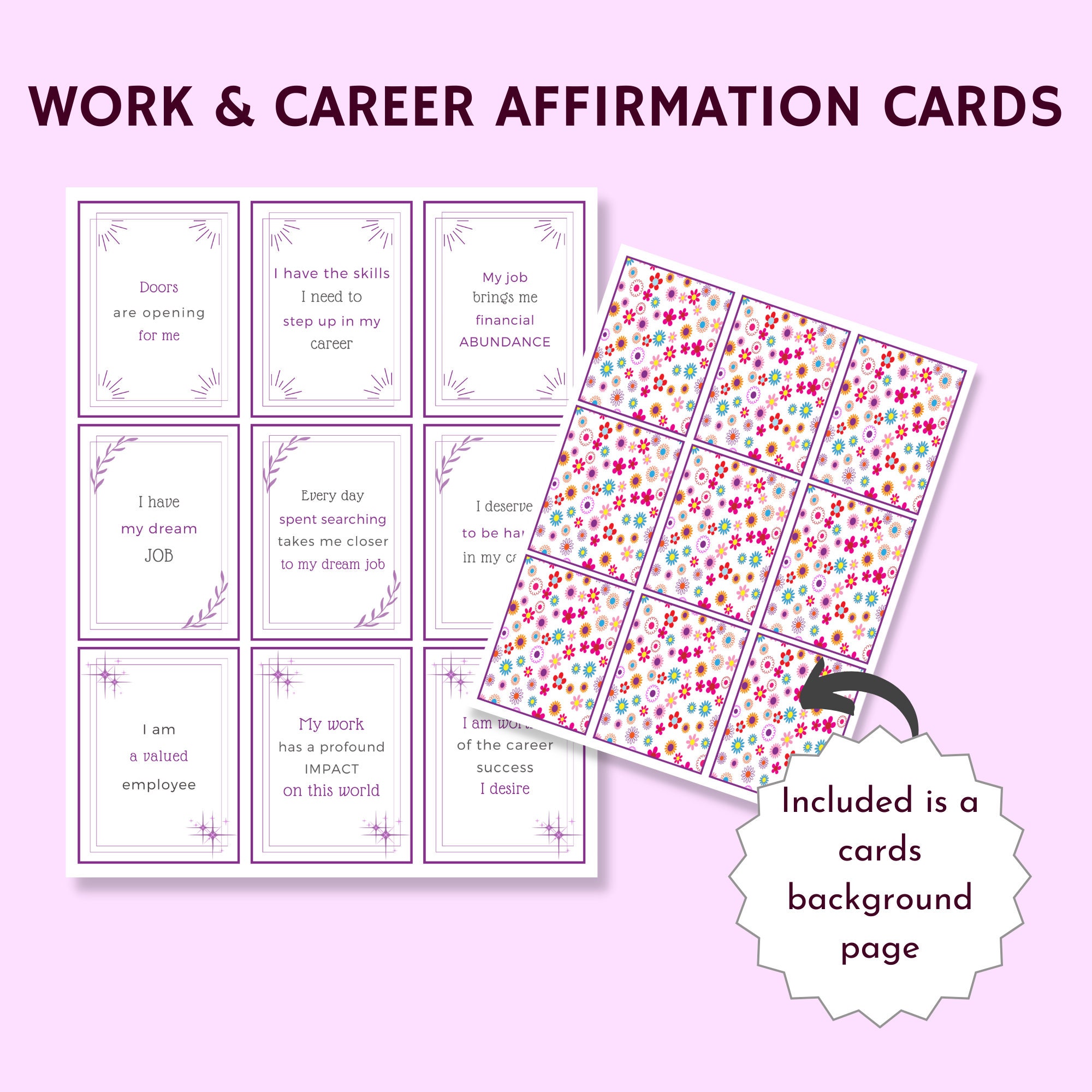 Work and Career Affirmation Cards Printable, Motivational Cards, Career ...