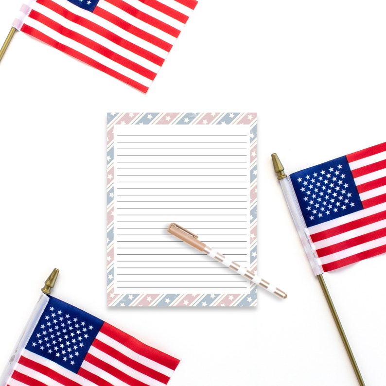 Fourth of July Printable Stationery Set, Patriotic Printables, Letter ...