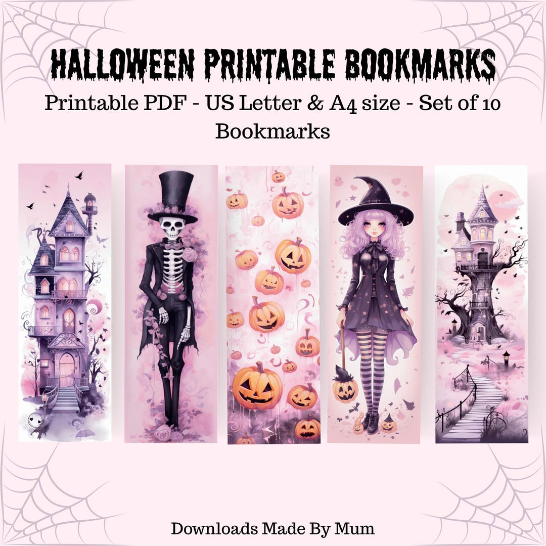 Halloween Printable Bookmarks, Spooky Fall Reading Accessories, Cozy ...