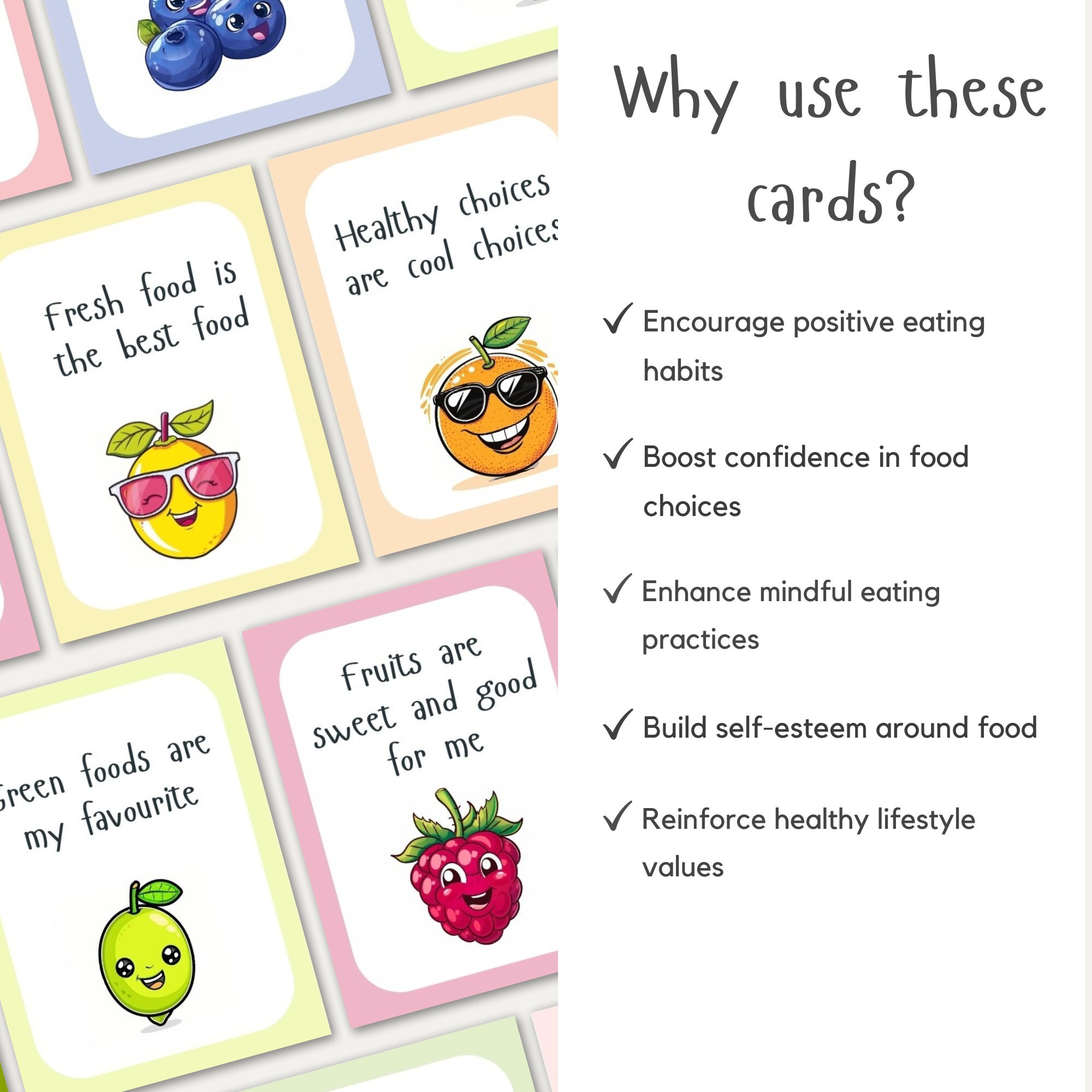 Kids Affirmation Cards for Healthy Eating, Encouragement Cards for ...
