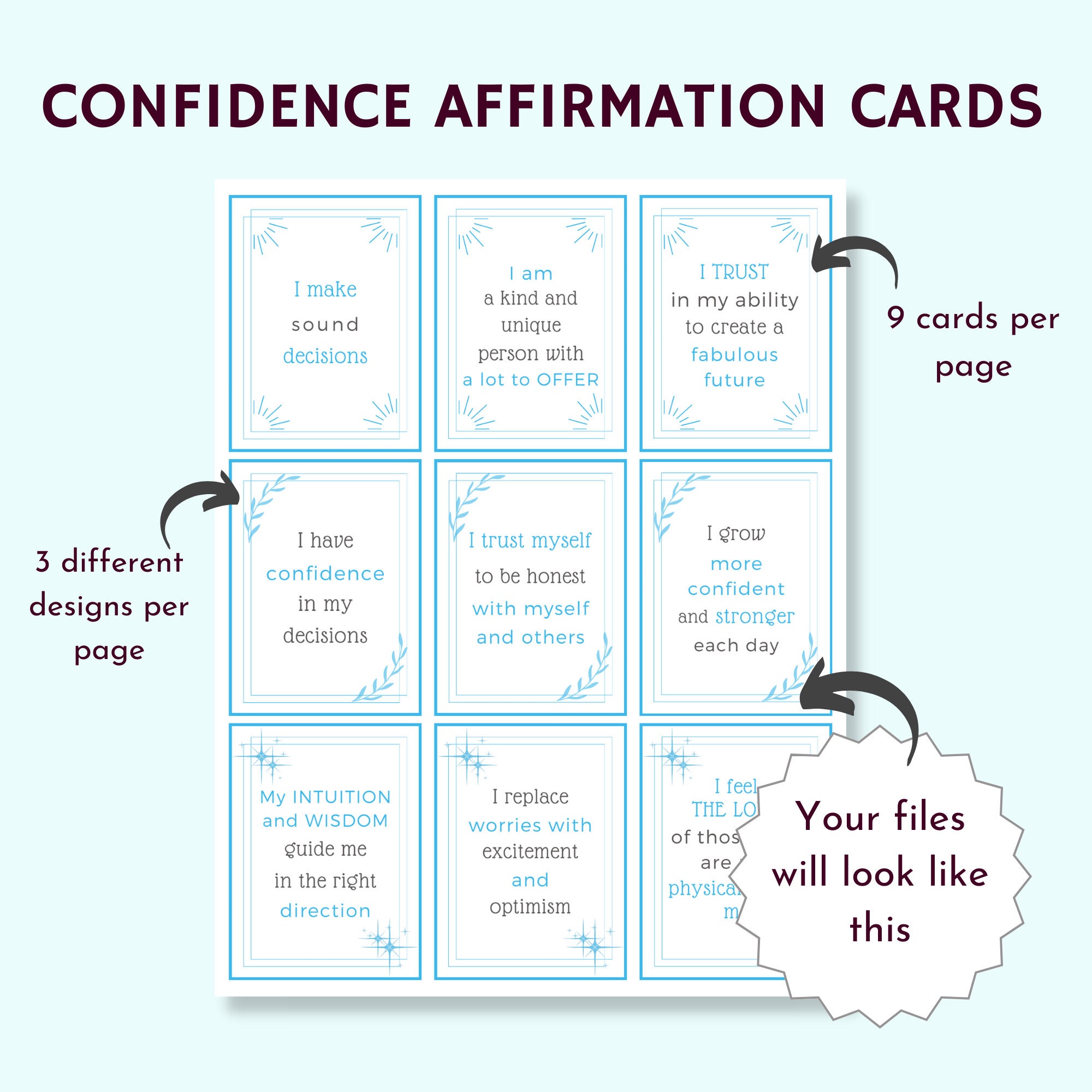 Confidence Printable Affirmation Cards, Positive Affirmation Cards ...