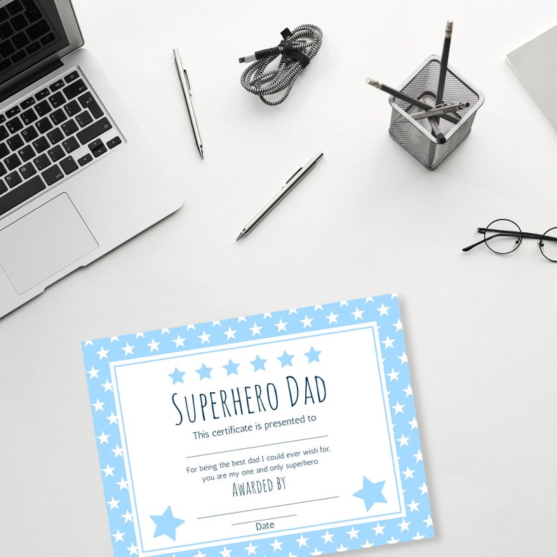 Dad Certificate, Father's Day Present, World's Best Dad, Printable Best ...