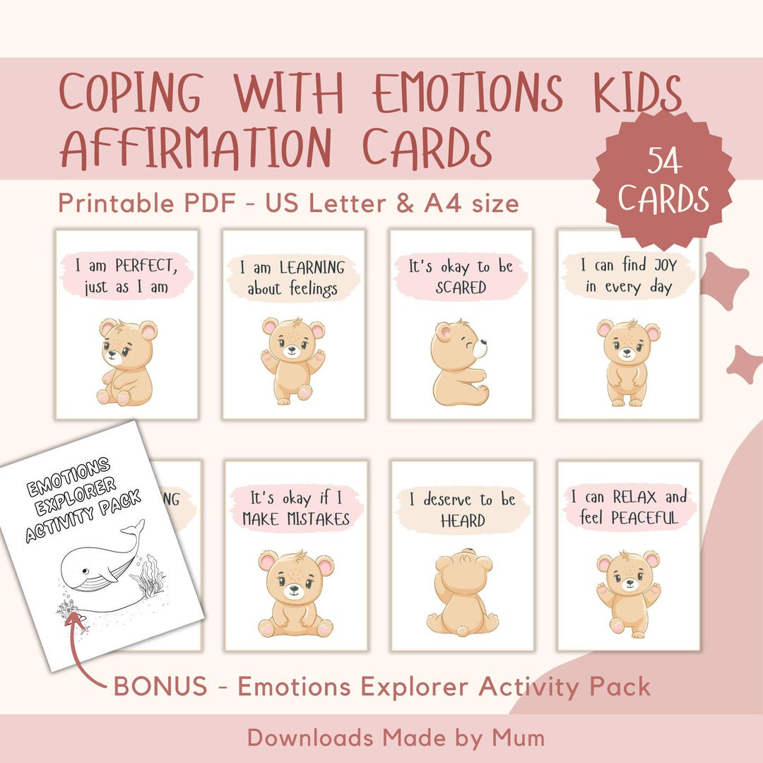 Coping With Emotions Kids Affirmation Cards, Coping Skills Cards ...