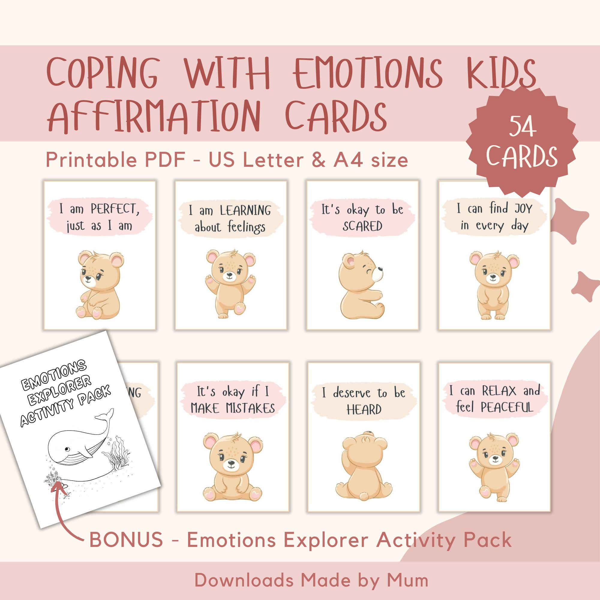 Coping With Emotions Kids Affirmation Cards, Coping Skills Cards ...