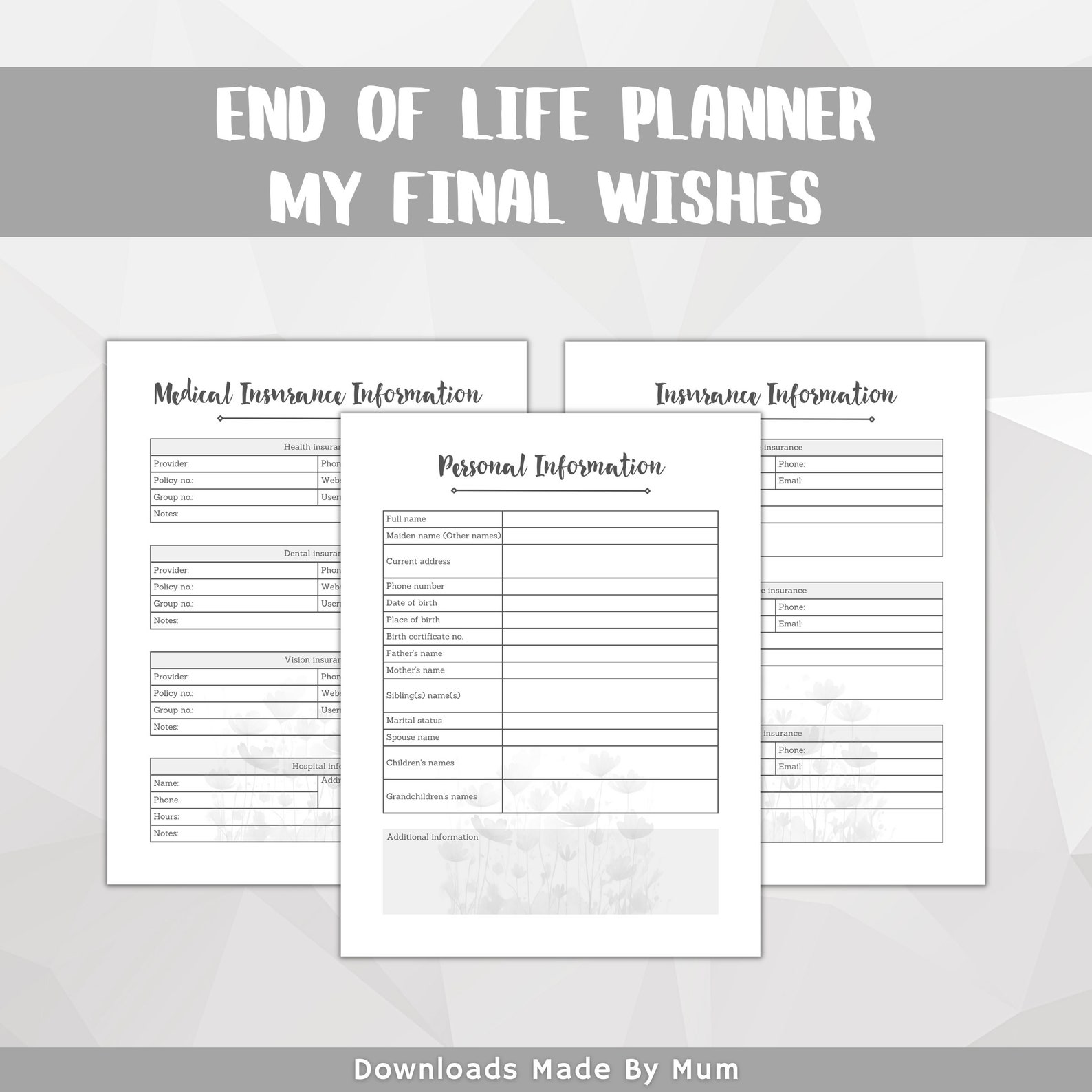 End of Life Planner Printable, Emergency Binder, Estate Planning, Death ...