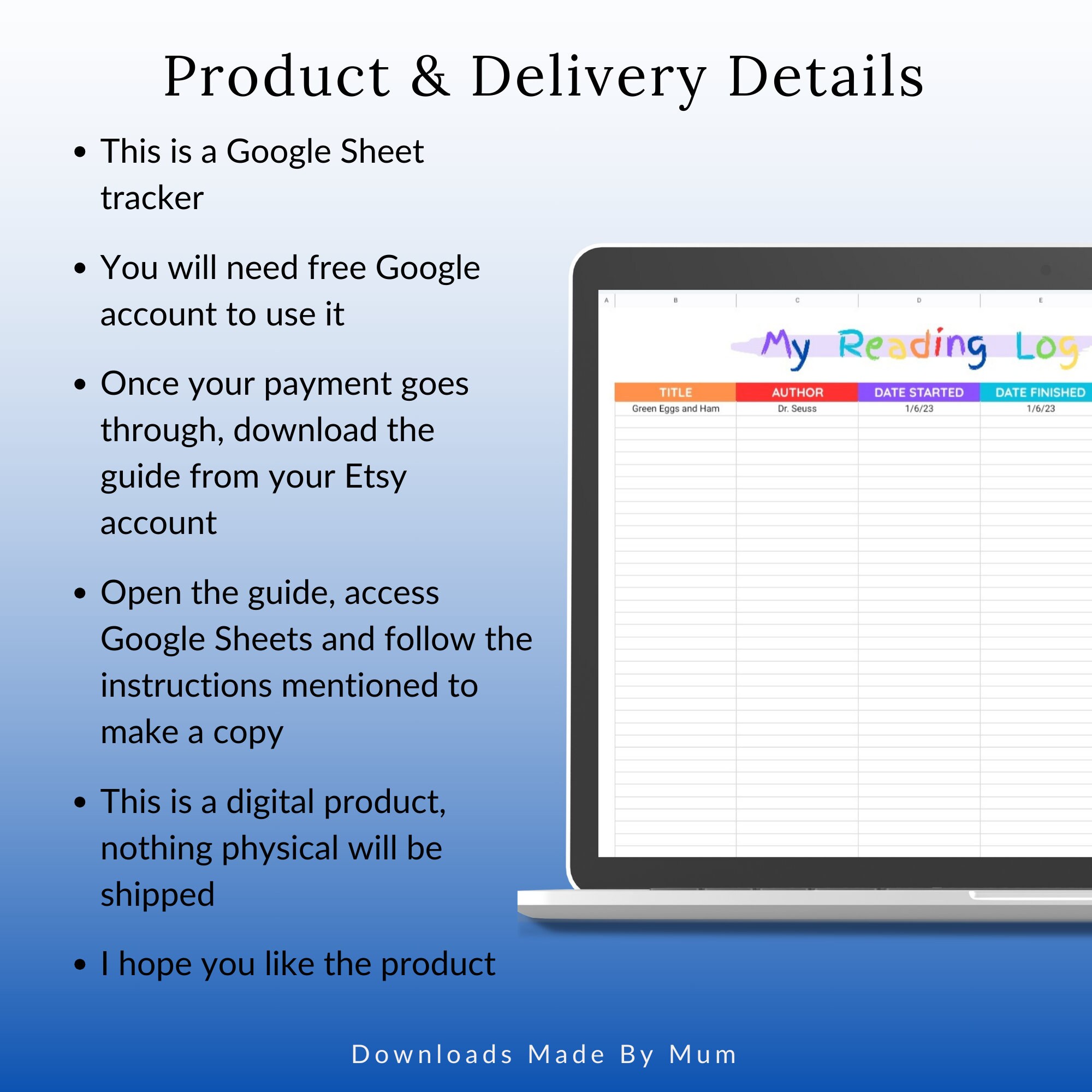 Reading Log for Kids Spreadsheet, Reading Tracker, Reading Challenge ...