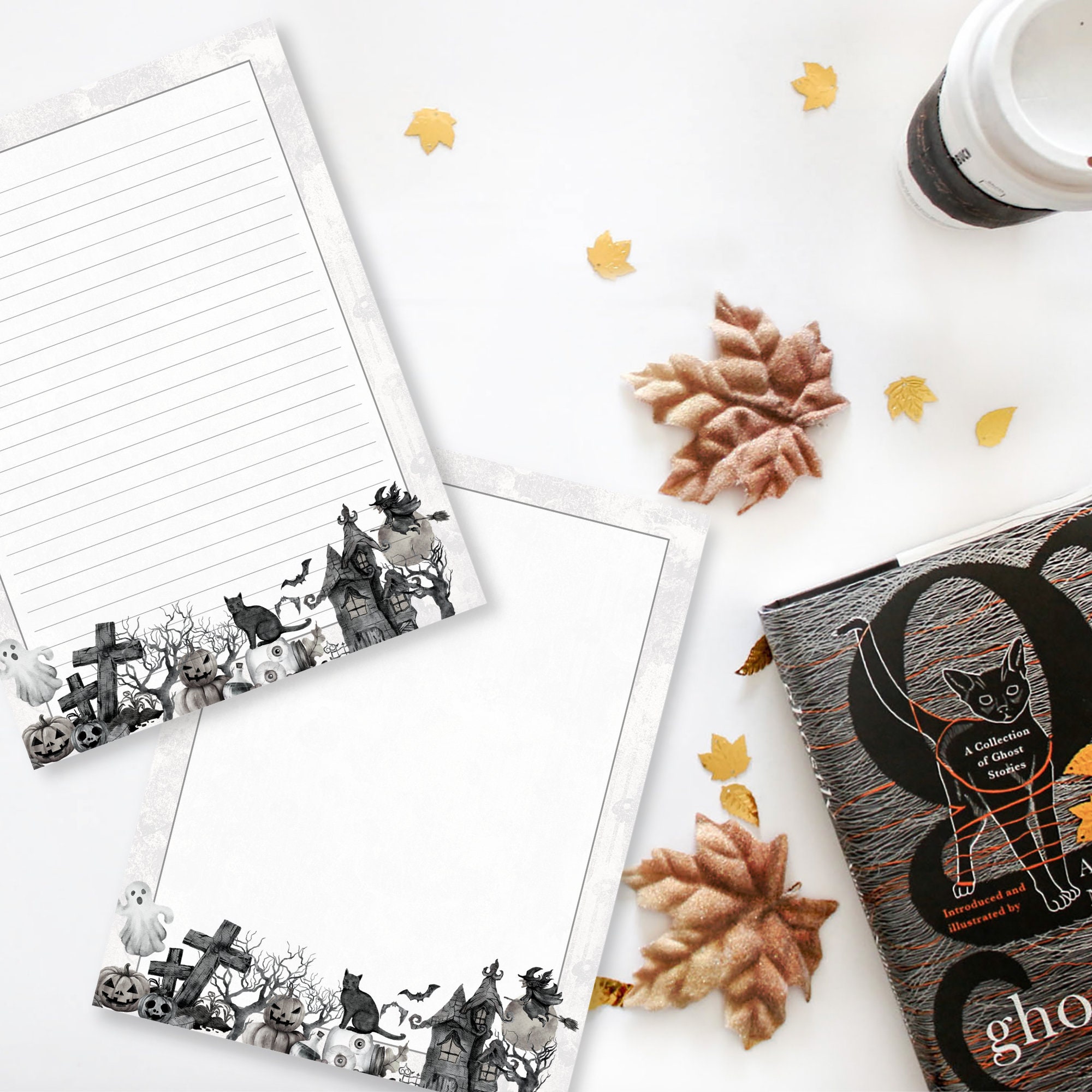 Halloween Stationery Printable, Halloween Bookmarks, Halloween Papers ...