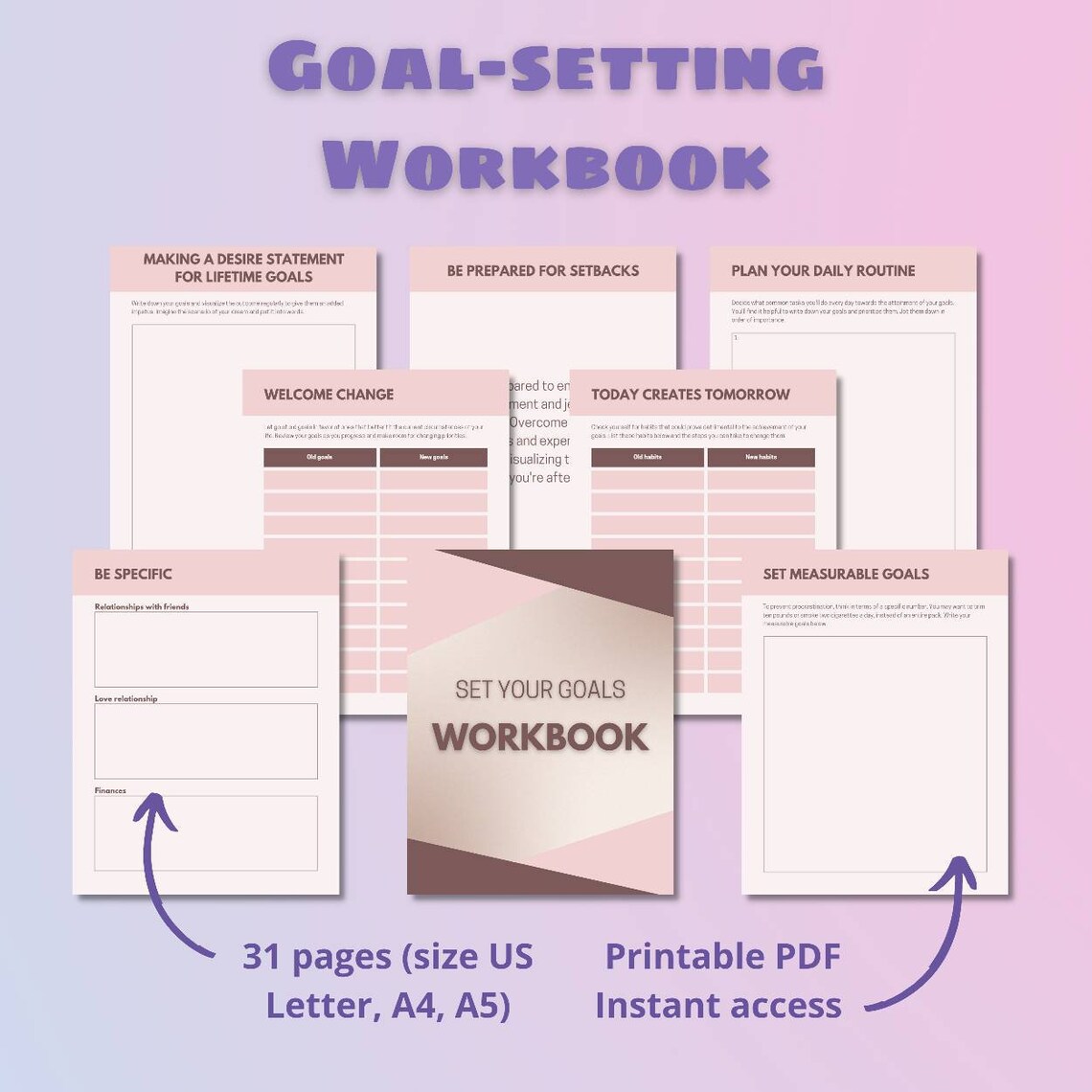 Goal Planning PDF, Goal Setting Bundle, Goal Journal, Goal Setting ...