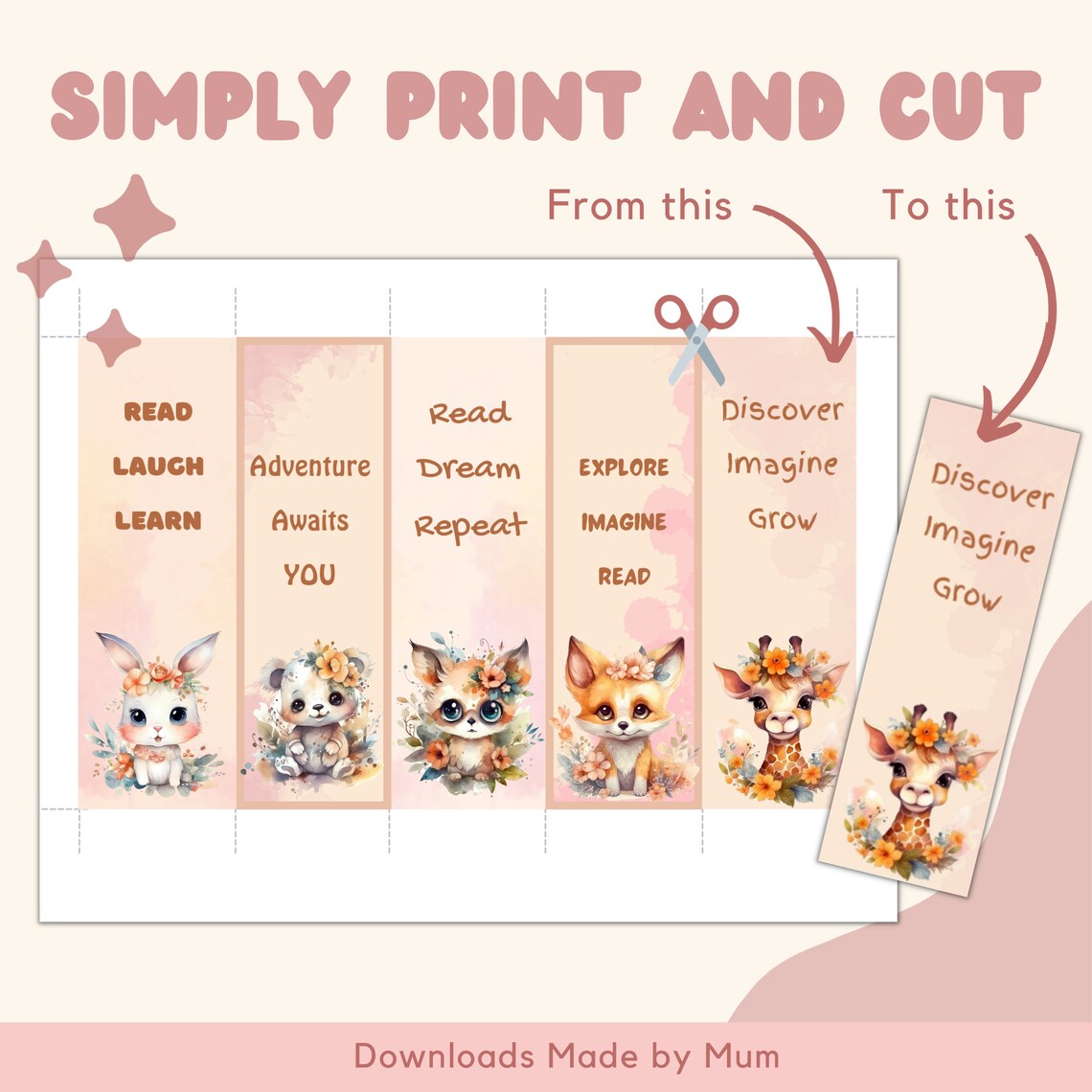 Bookmarks for Kids Printable, Cute Animal Theme Bookmarks, Bookmarks ...