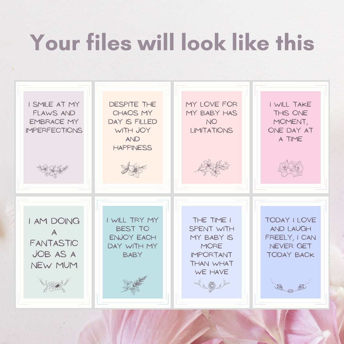 Calming New Mom Affirmation Cards, Printable Positive Cards for ...