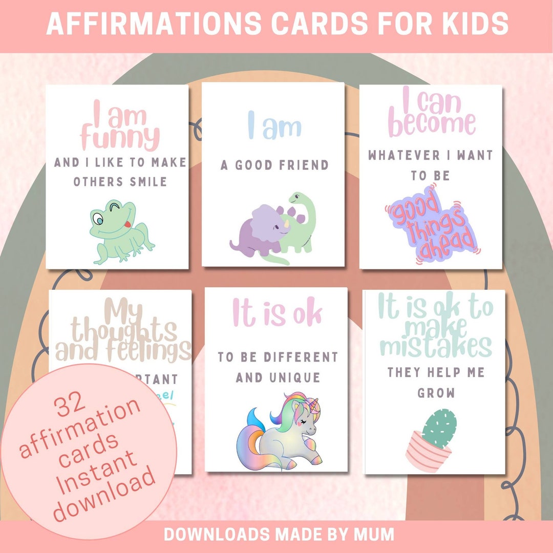 Affirmation Cards for Kids Printable, Children's Positive Affirmation ...
