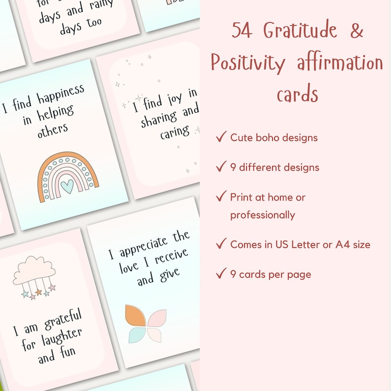 Kids Gratitude Affirmation Cards Printable, Positive Affirmations ...