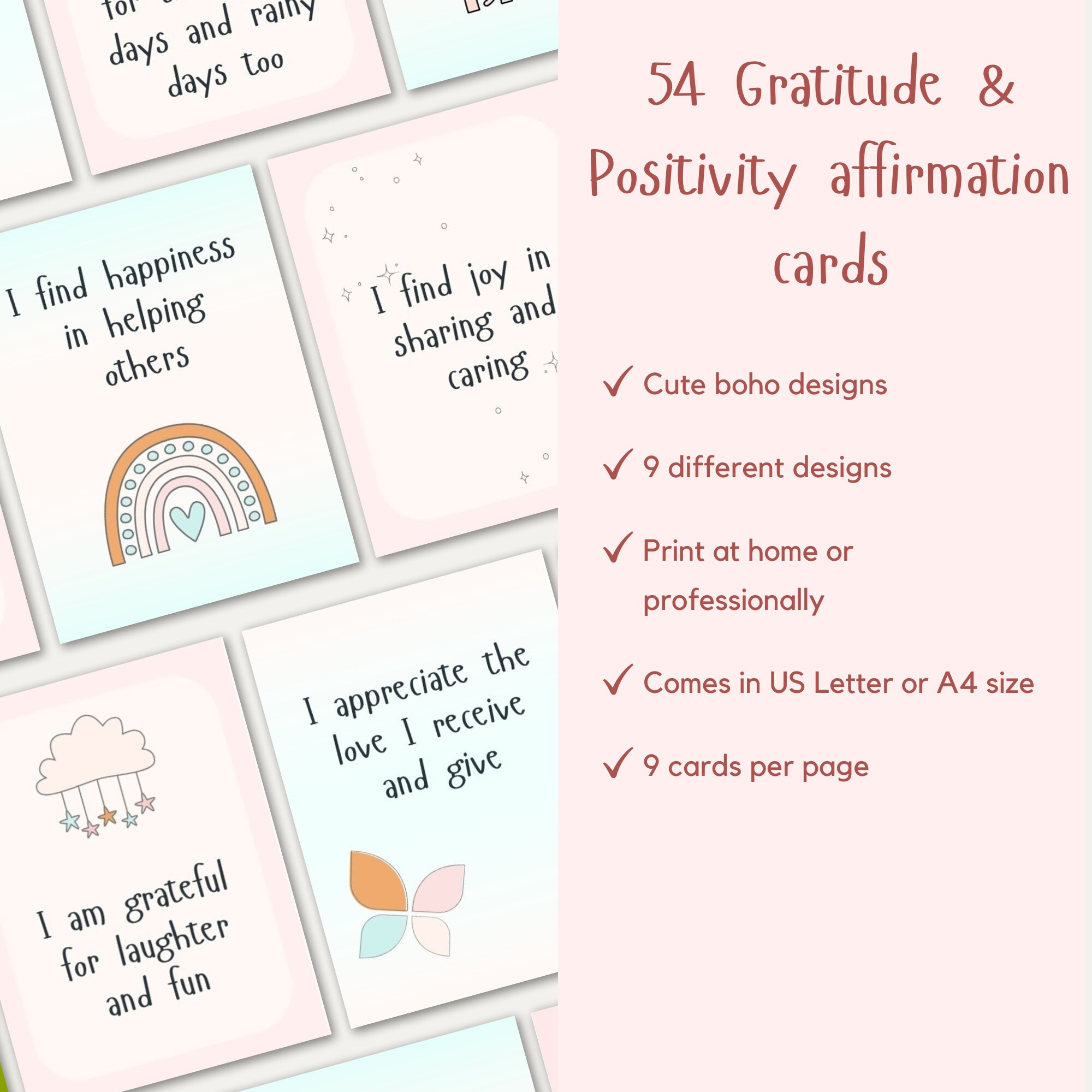 Kids Gratitude Affirmation Cards Printable, Positive Affirmations ...