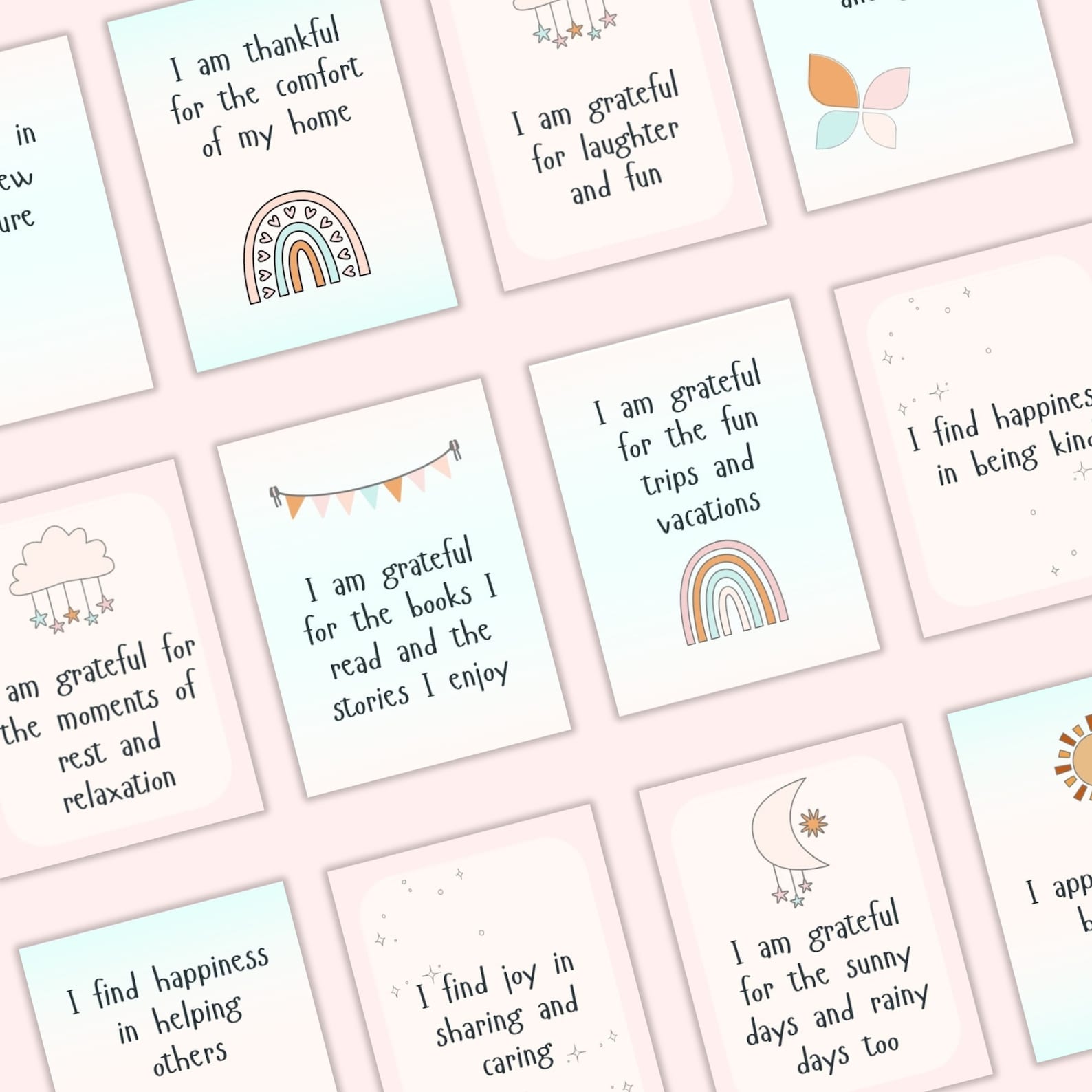 Kids Gratitude Affirmation Cards Printable, Positive Affirmations ...