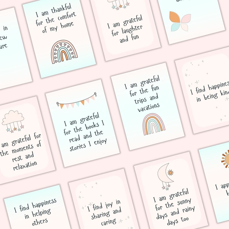 Kids Gratitude Affirmation Cards Printable, Positive Affirmations ...