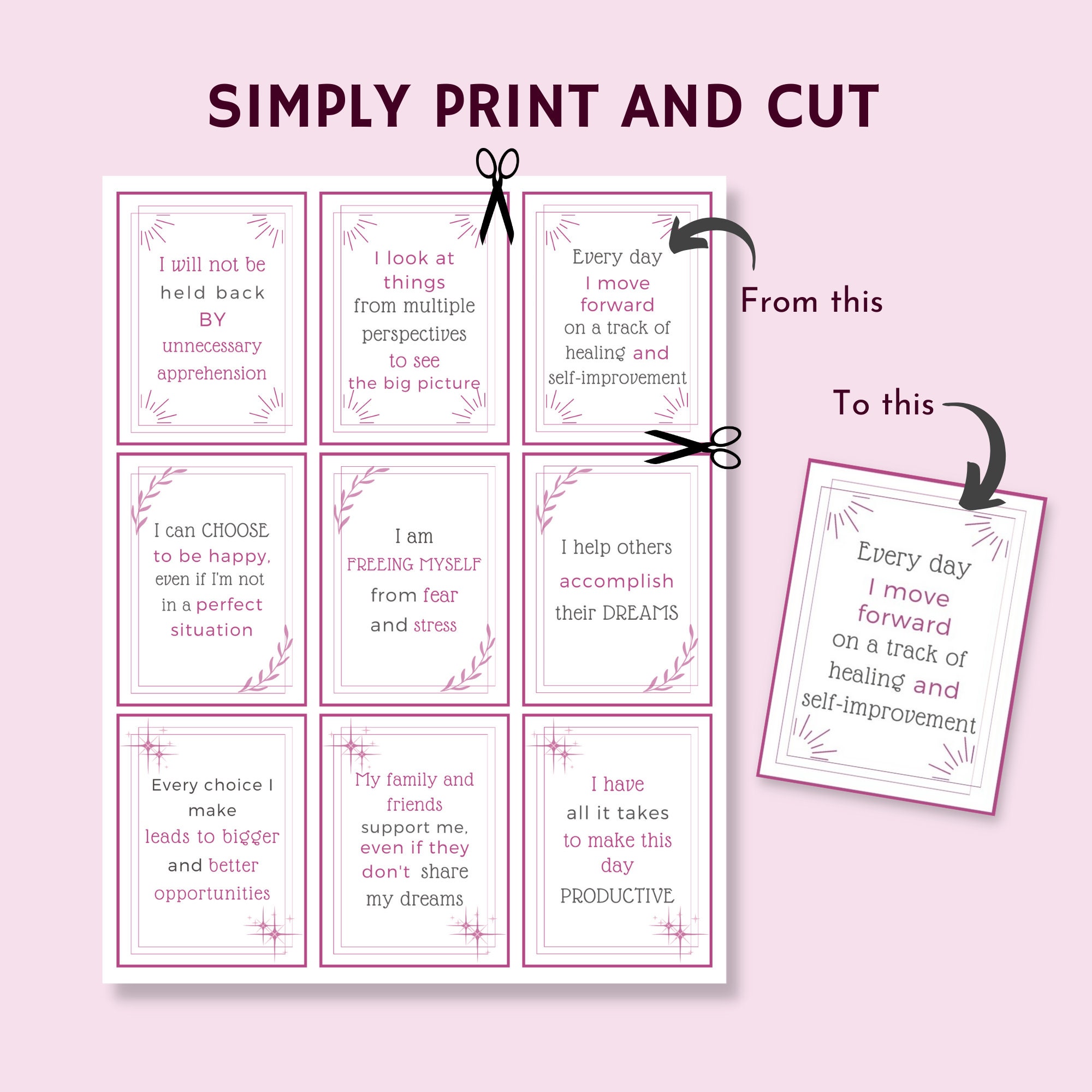 Motivation Printable Affirmation Cards for Women, Encouragement Cards ...